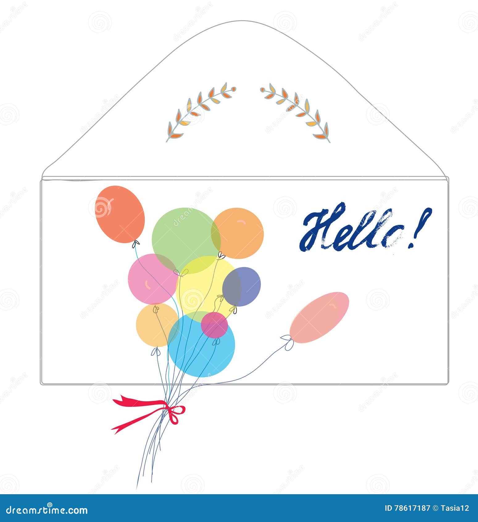 Greeting Card with Envelope, Balloons Stock Vector - Illustration of ...