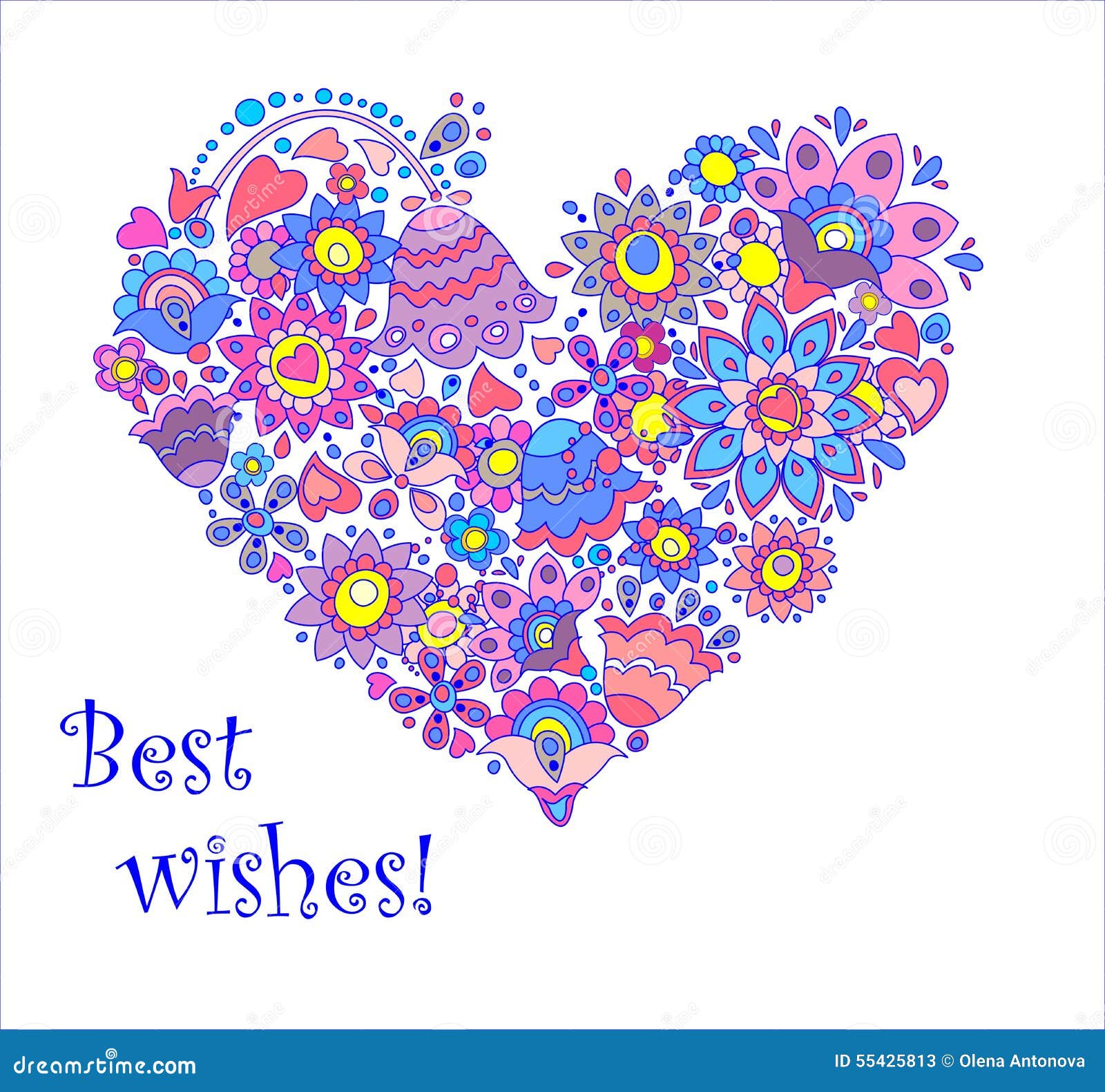 Greeting Card with Floral Decorative Heart Stock Vector - Illustration ...