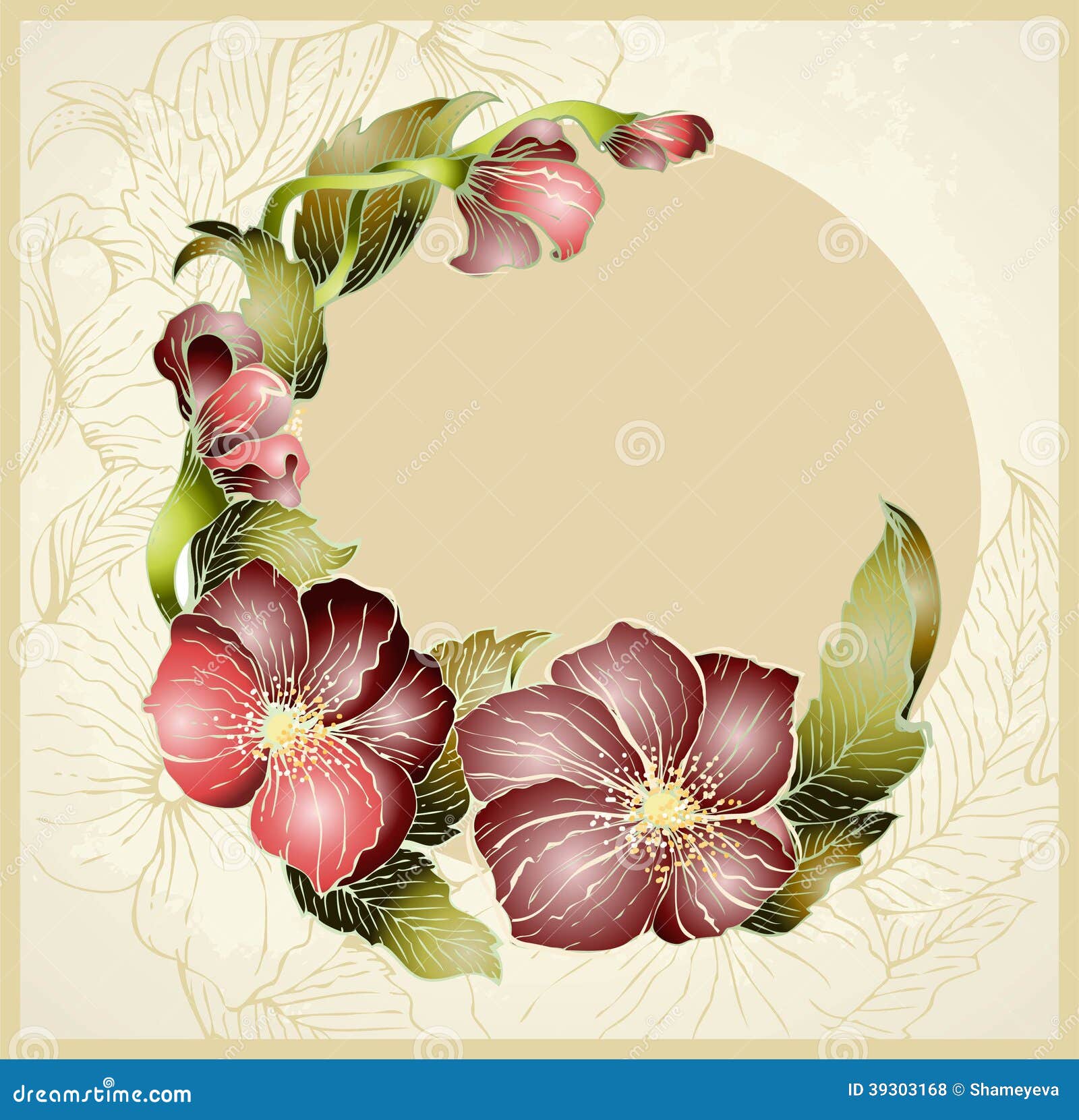 Greeting card with flower. stock vector. Illustration of design - 39303168