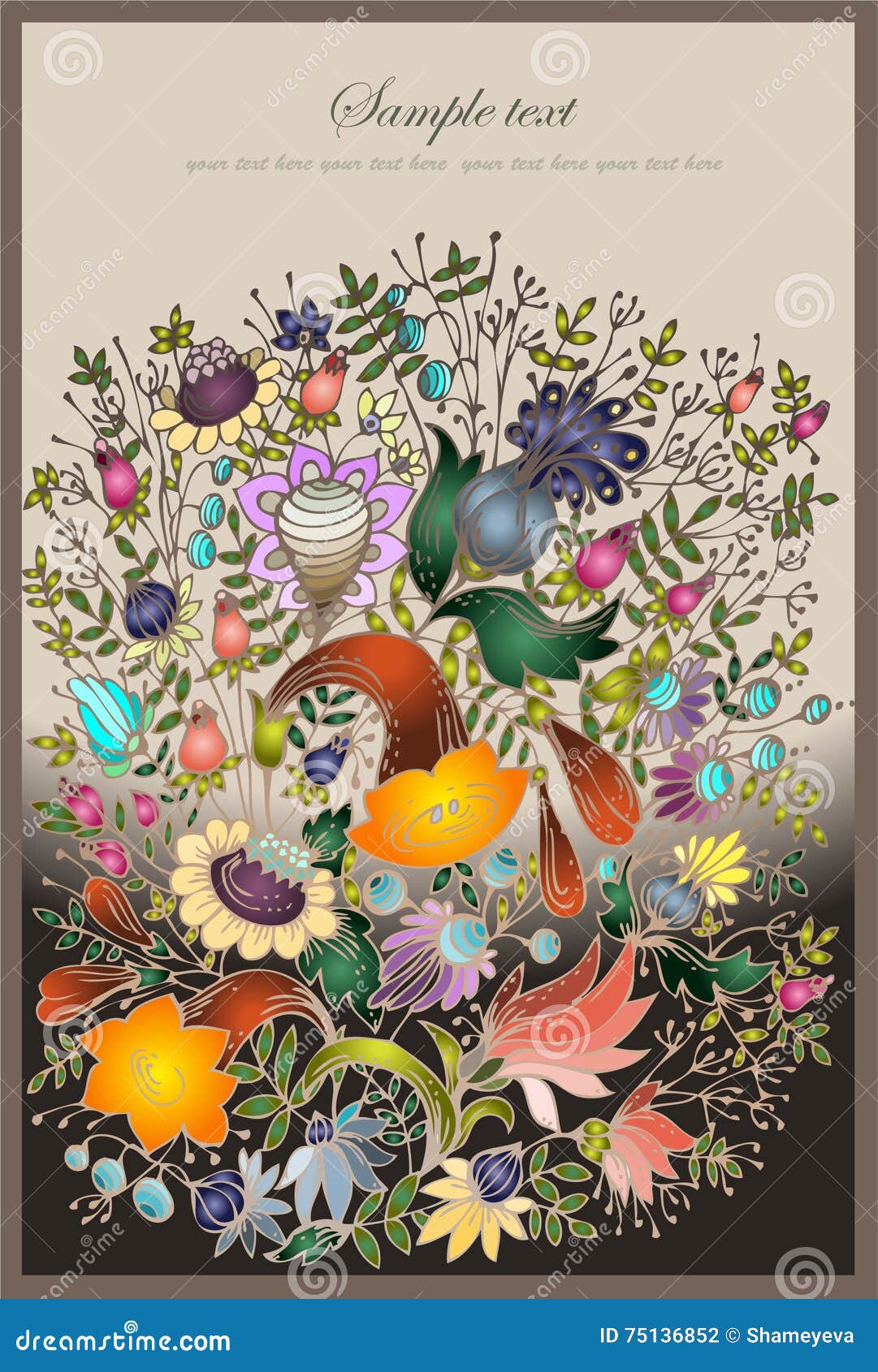 Greeting Card with Flower. Beautiful Decorative Framework with F Stock ...