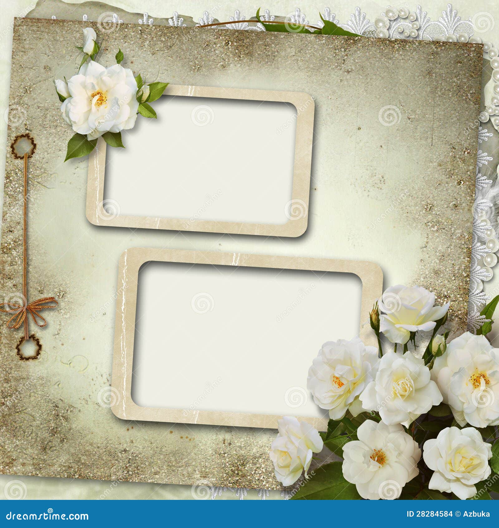 Greeting Card With Frame And Bouquet Of Roses Stock Images - Image ...