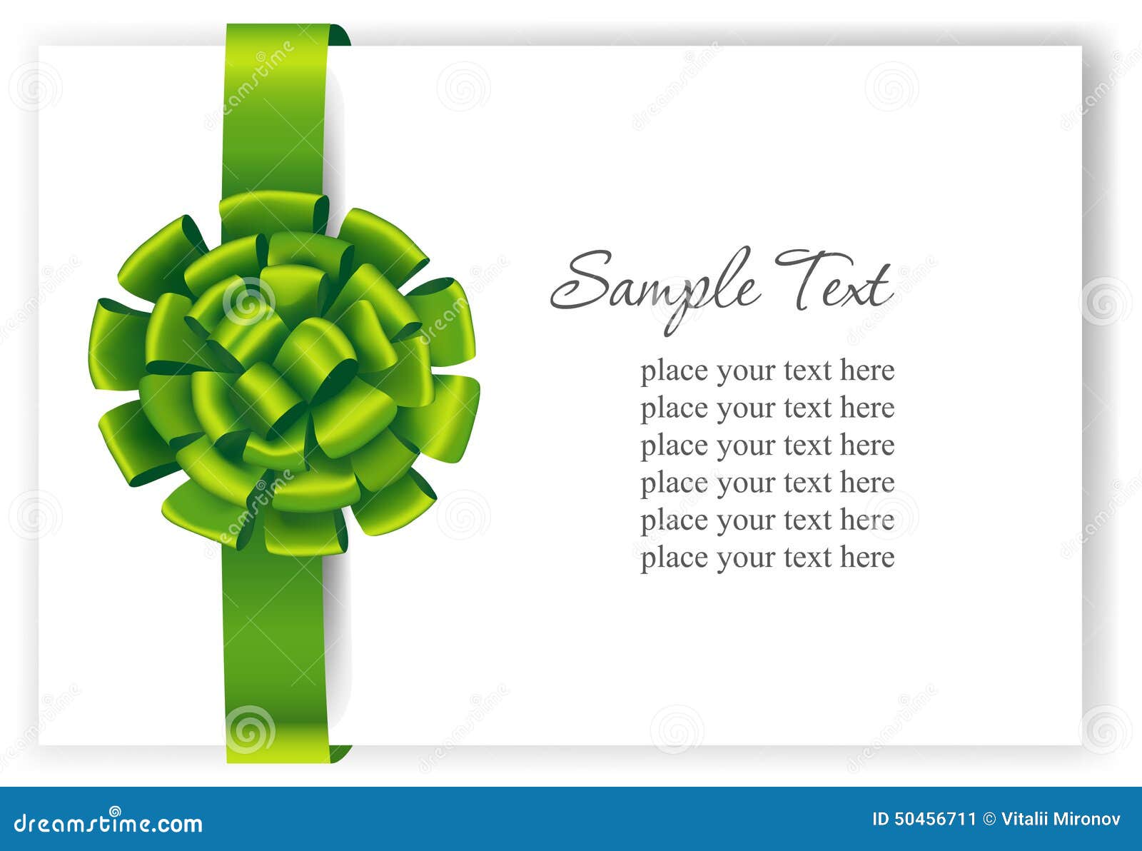Greeting Card with a Green Ribbon Stock Vector - Illustration of ...