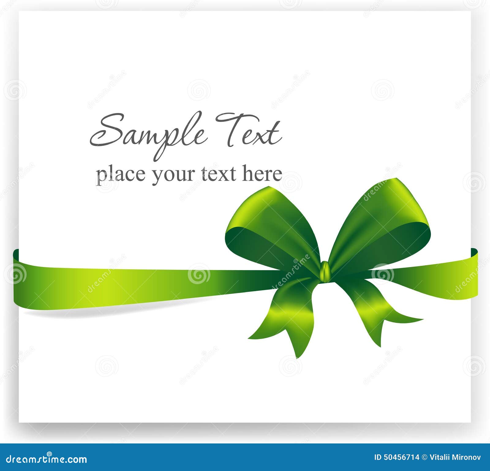 Greeting Card with a Green Ribbon Stock Vector - Illustration of ...