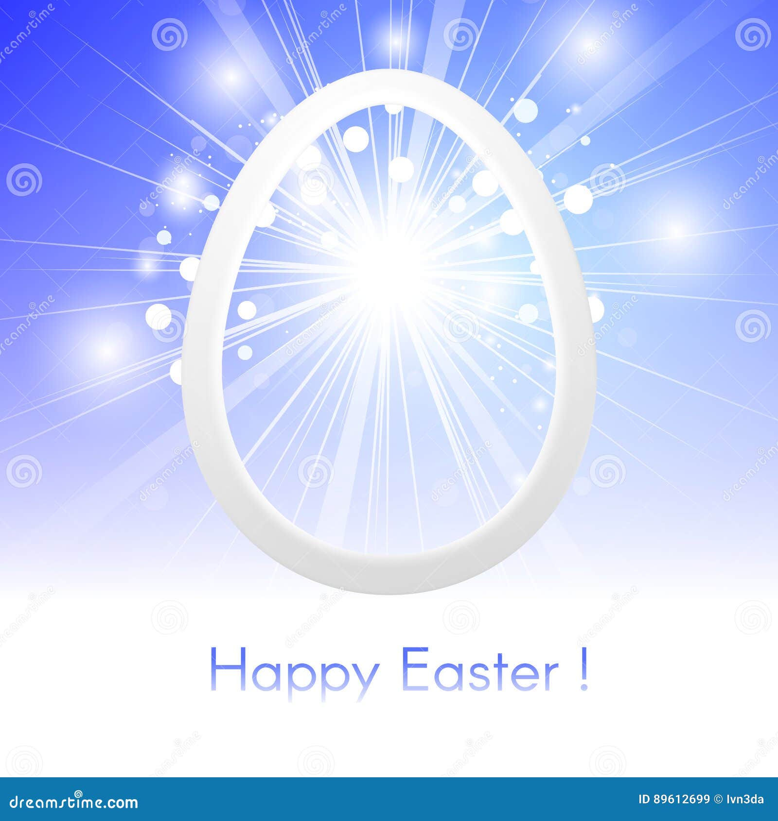 Greeting Card Happy Easter with Easter Egg on a Blue Sky with Ra Stock ...