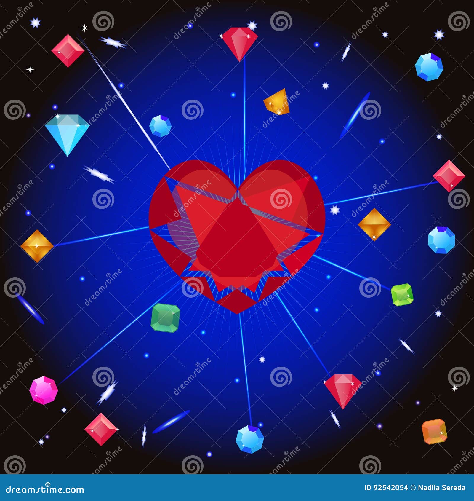 Greeting Card with Heart and Diamond Stock Vector - Illustration of ...