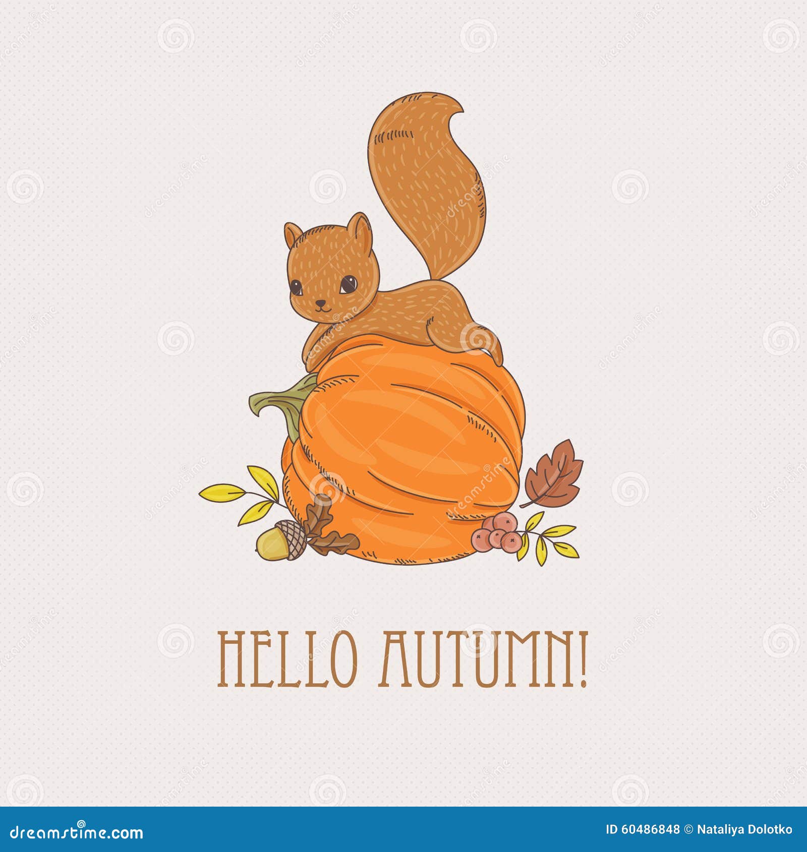 Greeting card Hello autumn stock vector. Illustration of artwork - 60486848