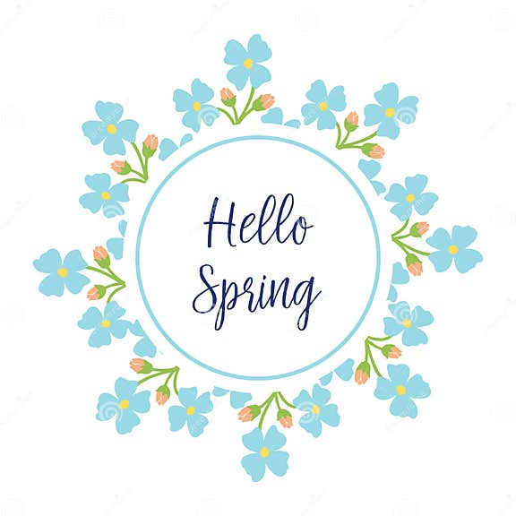 Greeting Card Hello Spring Design, with Elegant Pattern of Leaf and ...