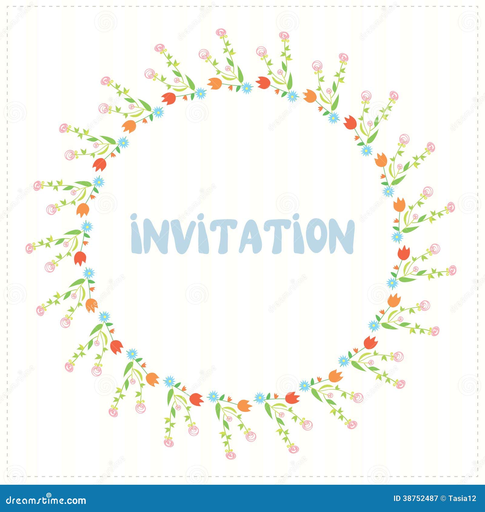 Greeting Card or Invitation with Flower Circle Stock Vector ...