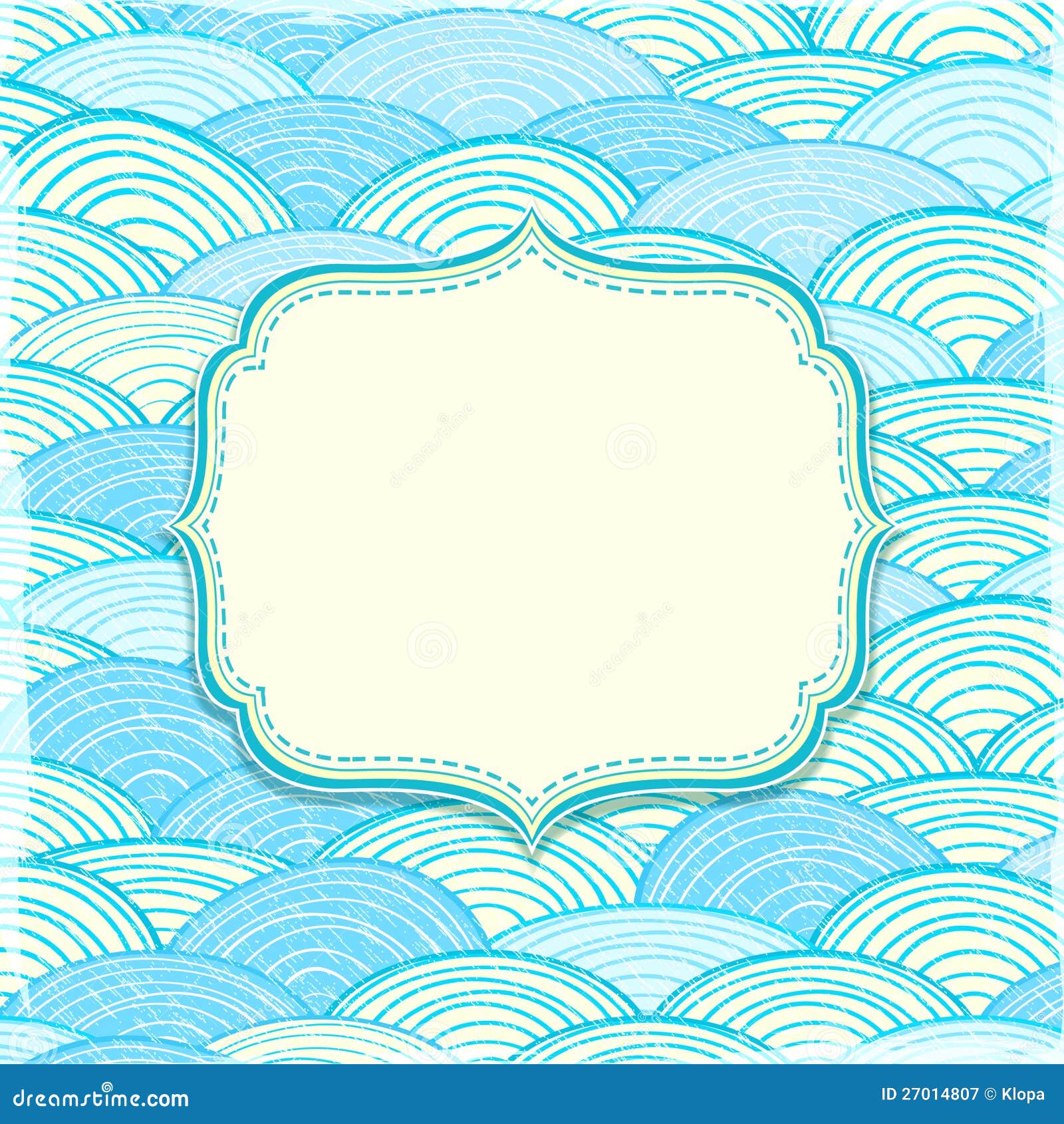 Greeting Card with Label and Ocean Waves Stock Vector - Illustration of ...