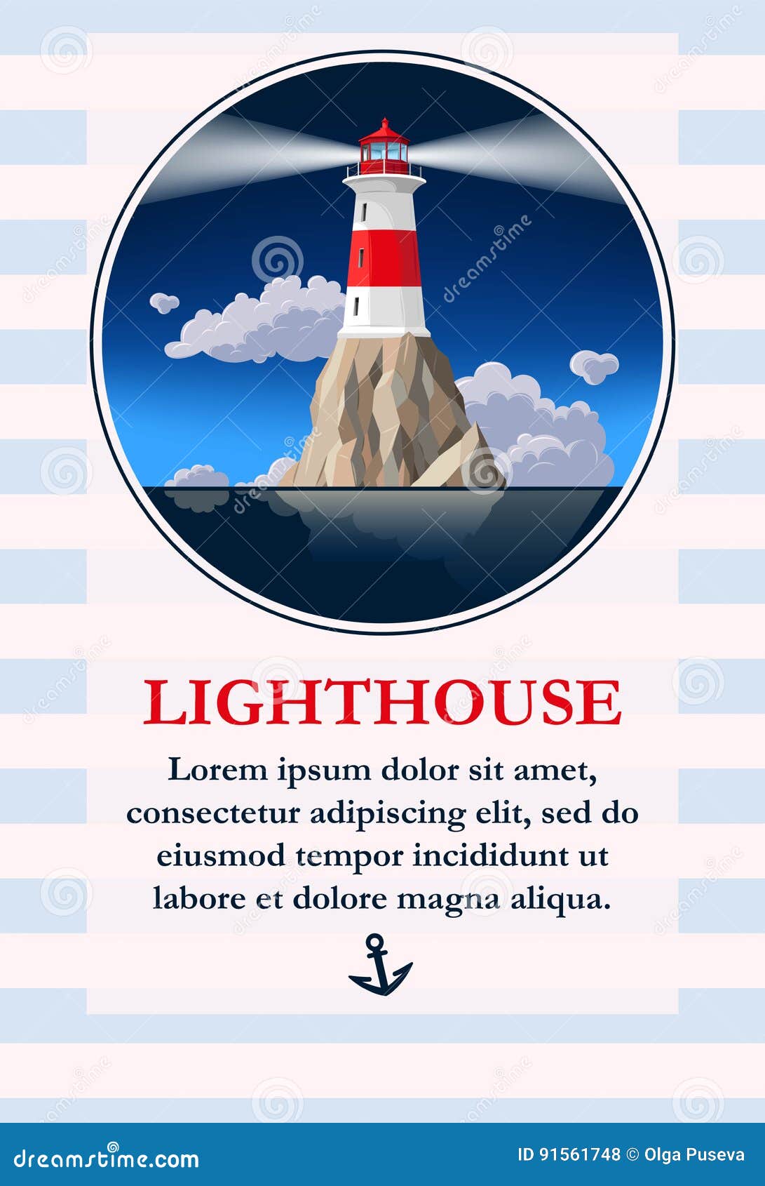 Greeting Card with Lighthouse Stock Vector - Illustration of card ...