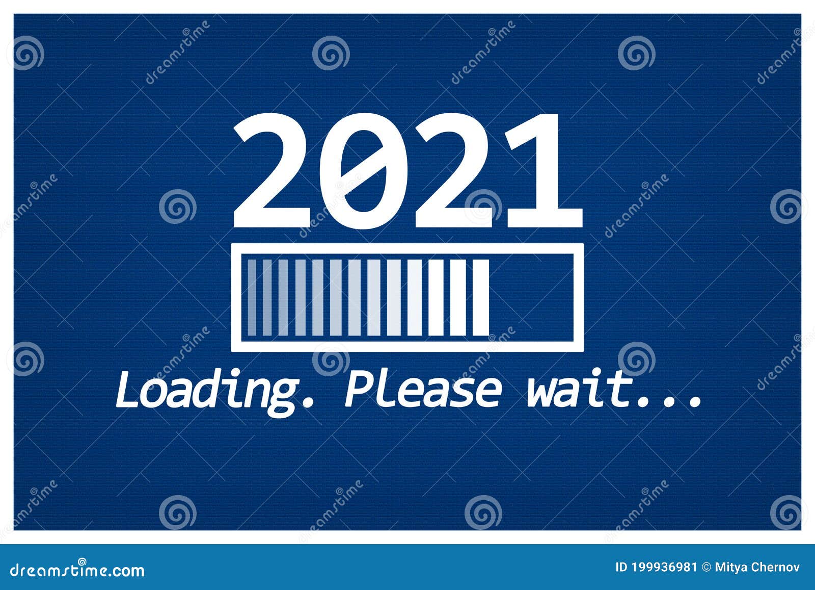 Greeting Card. Loading 2021. Blue and White Stock Illustration ...