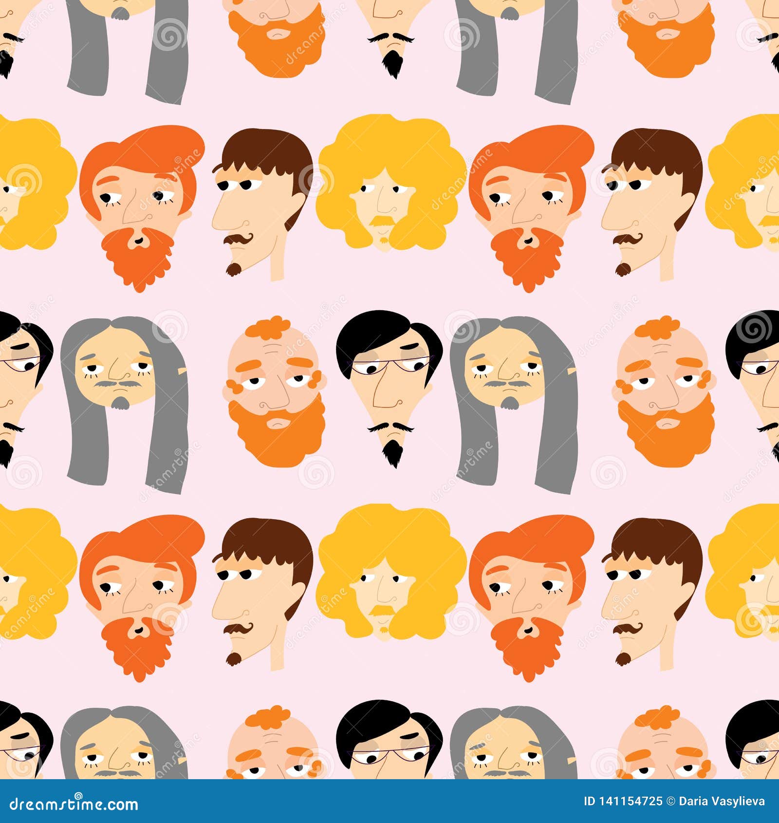 Seamless Pattern with Bearded Men Stock Vector - Illustration of adult ...