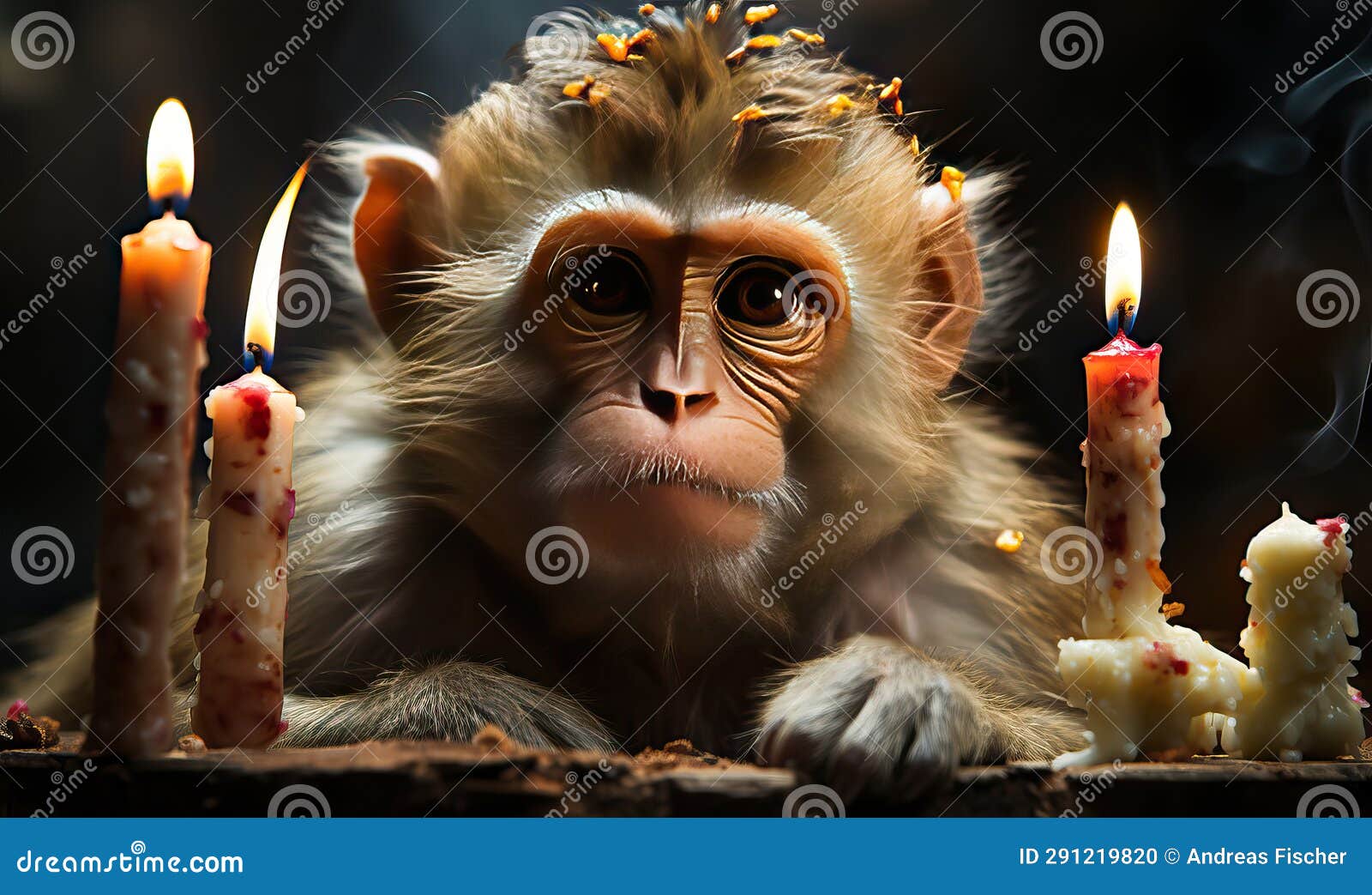 Greeting Card with a Monkey on a Blurred Background. Stock Photo ...