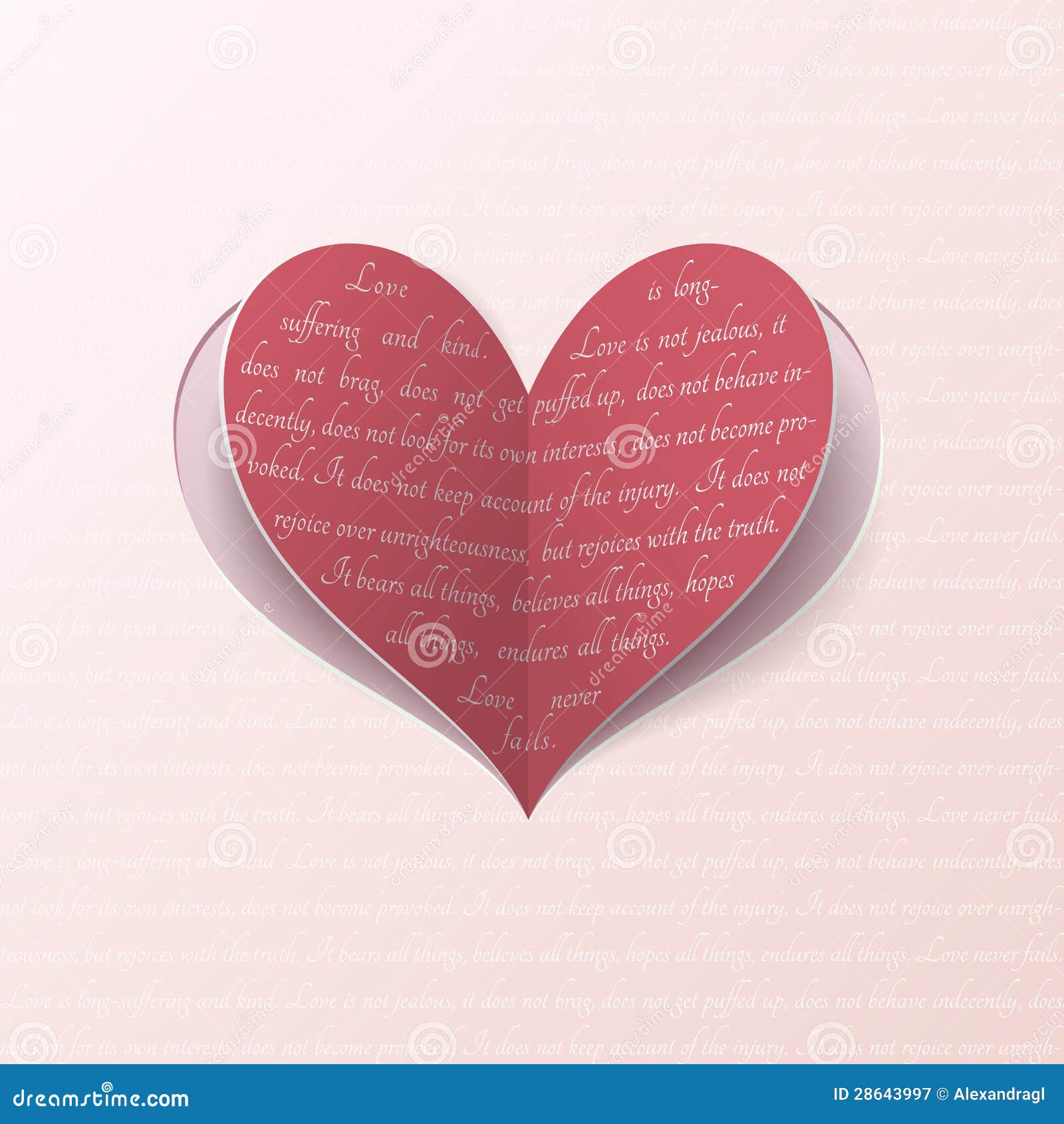 Greeting Card with Paper Heart Stock Vector - Illustration of clipped ...