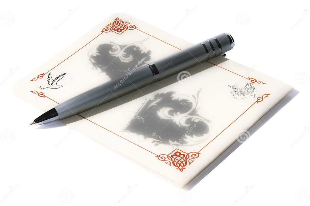 Greeting card with pen stock photo. Image of simplicity - 7051156