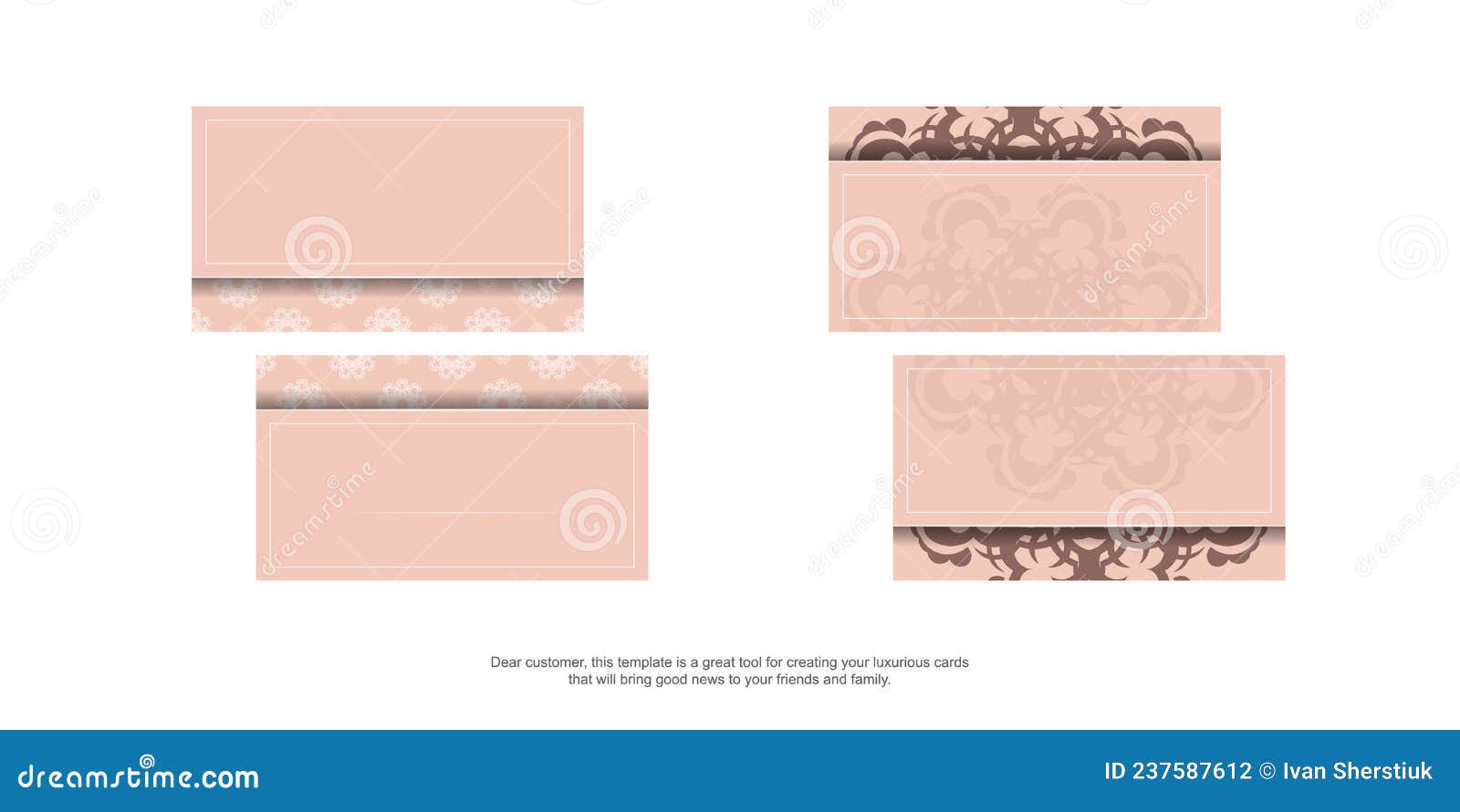 Greeting Card in Pink Color with Luxury Pattern for Your Design. Stock ...