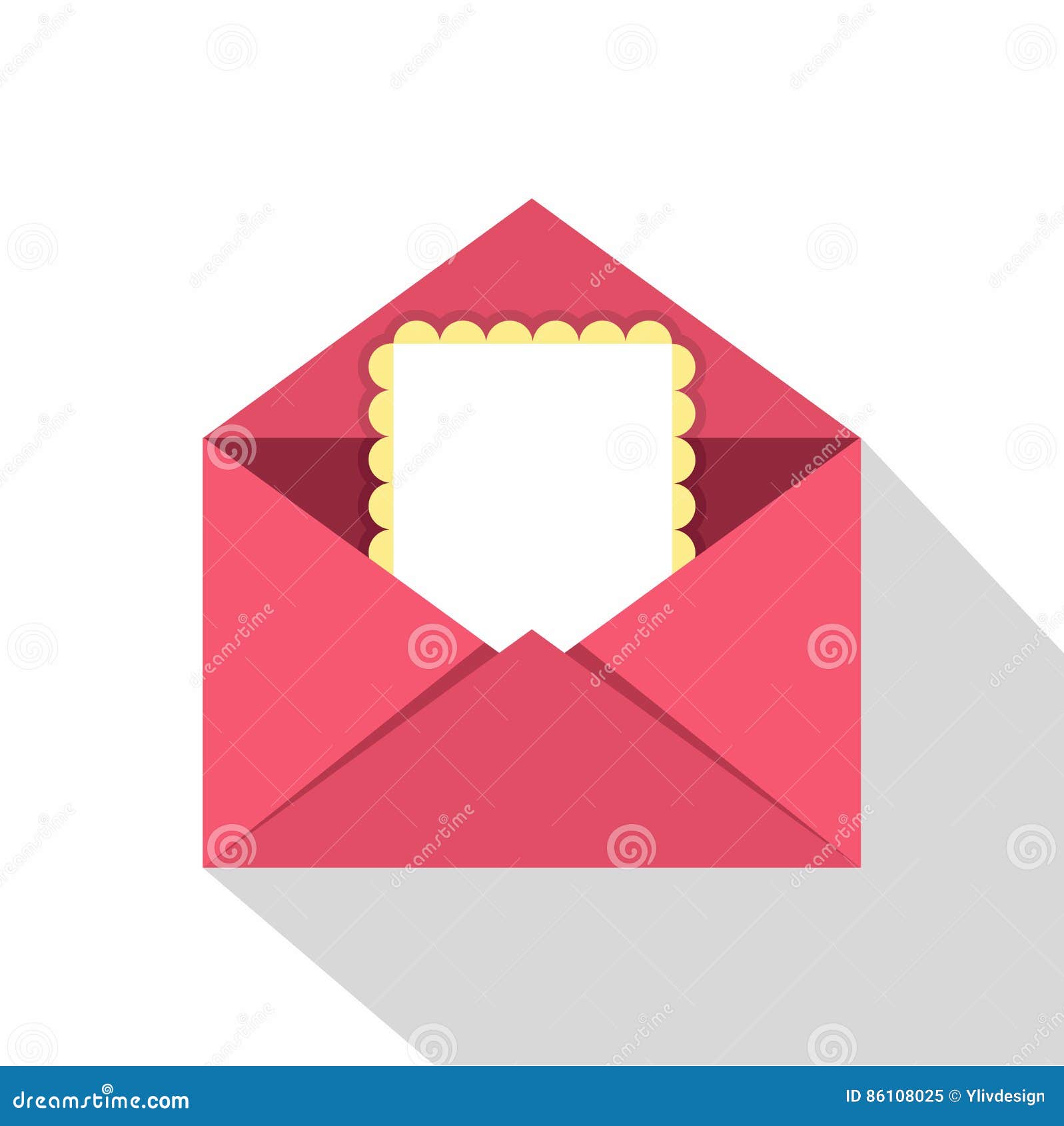 Greeting Card in Pink Envelope Icon, Flat Style Stock Vector ...