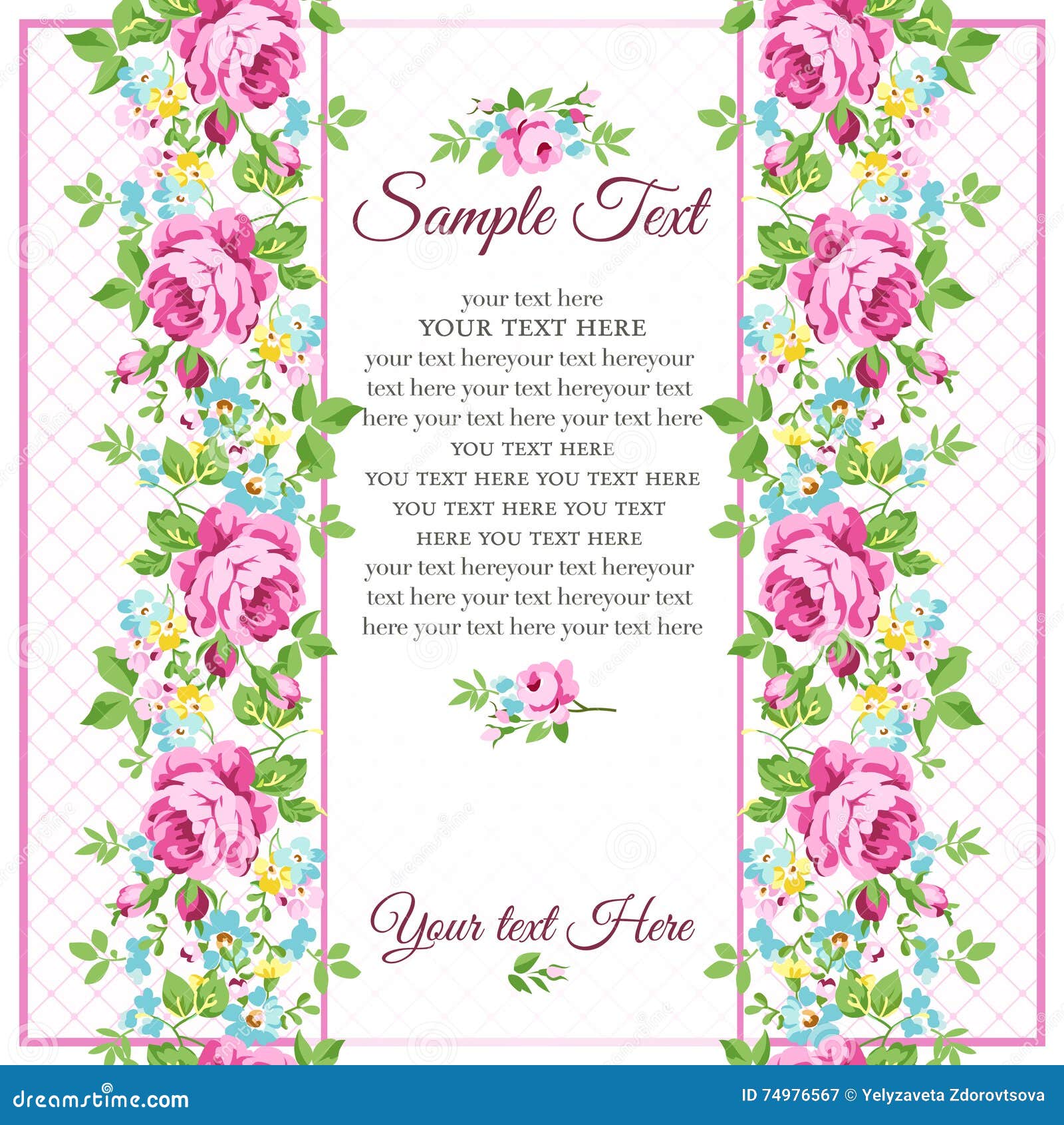 Greeting Card with Pink Roses Stock Vector - Illustration of elegance ...