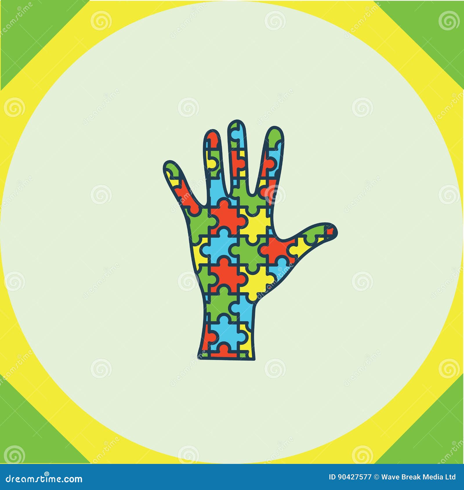 Greeting Card with Puzzle Hand Symbol Stock Vector - Illustration of ...