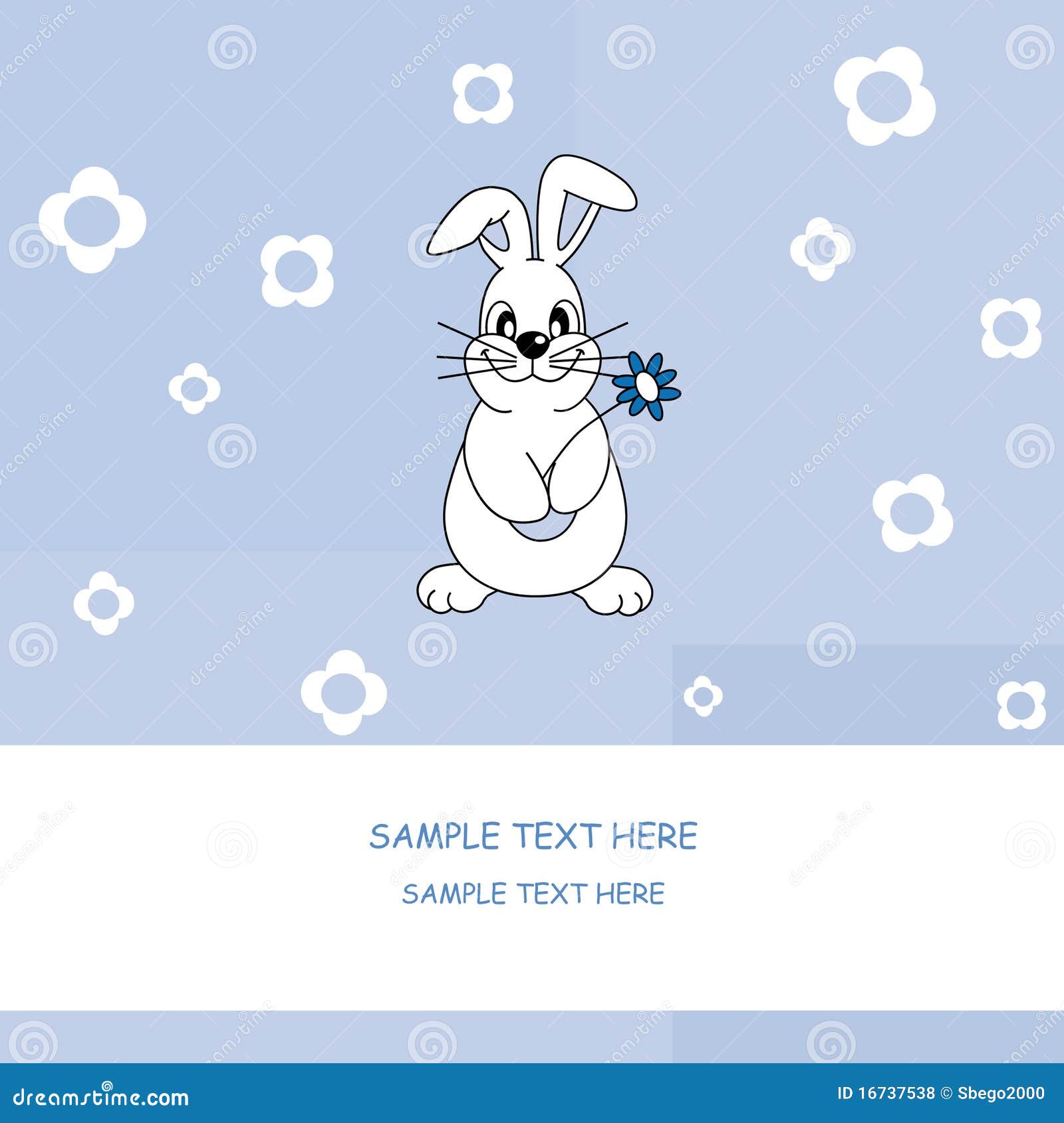 Greeting card. Rabbit blue stock vector. Illustration of blue - 16737538
