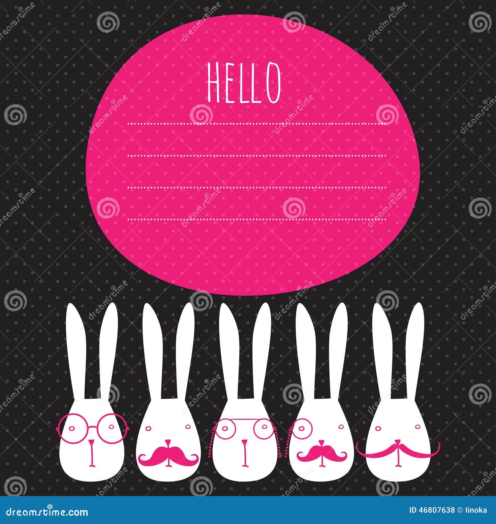 Greeting card with rabbits stock vector. Illustration of animal - 46807638