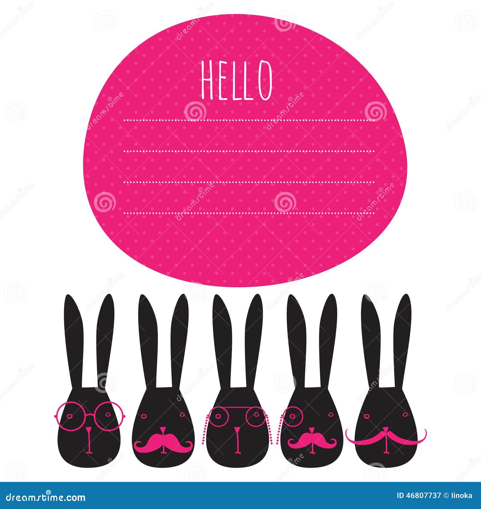 Greeting card with rabbits stock vector. Illustration of painted - 46807737