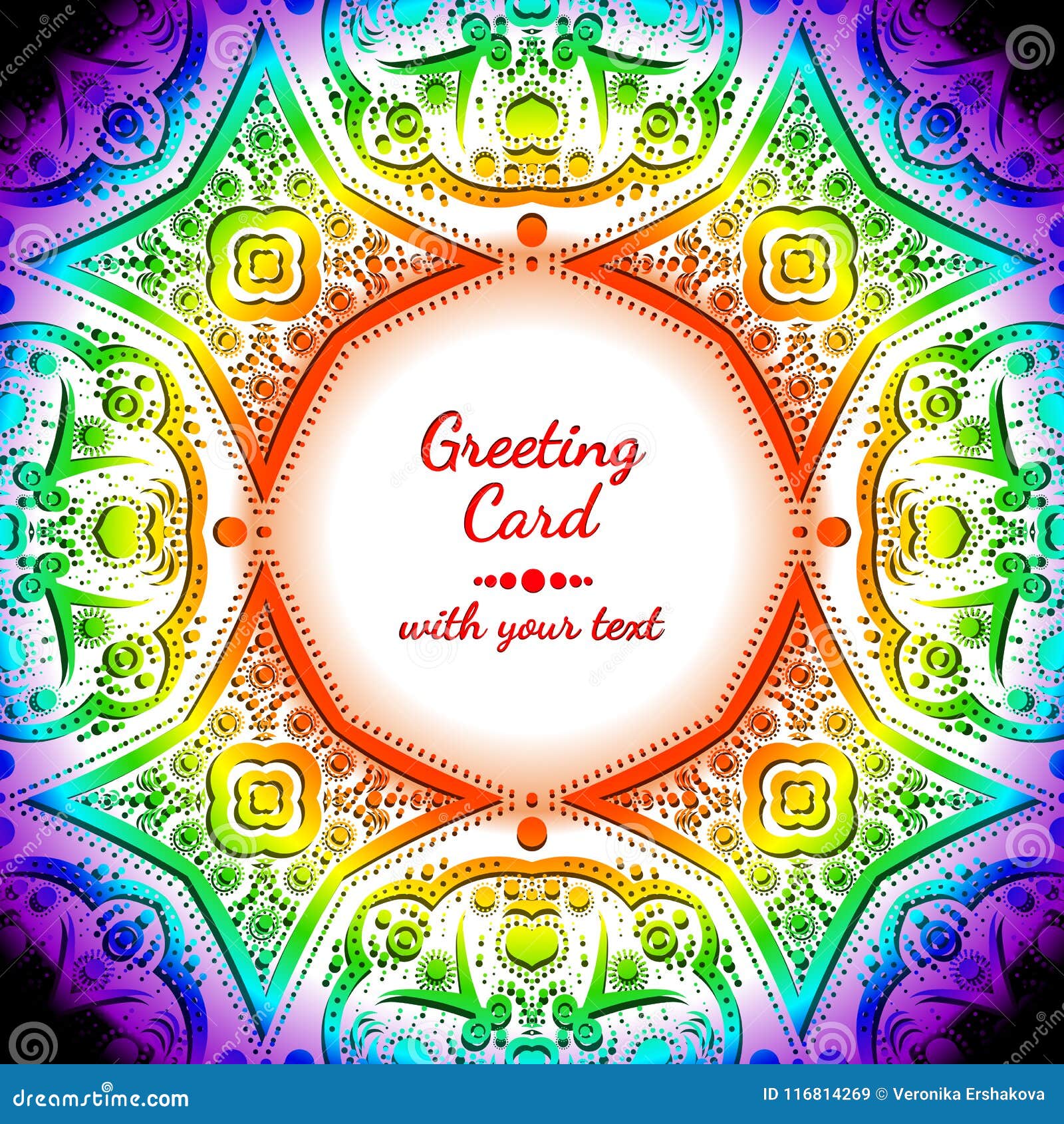 Greeting Card with Rainbow Pattern on White Stock Vector - Illustration ...
