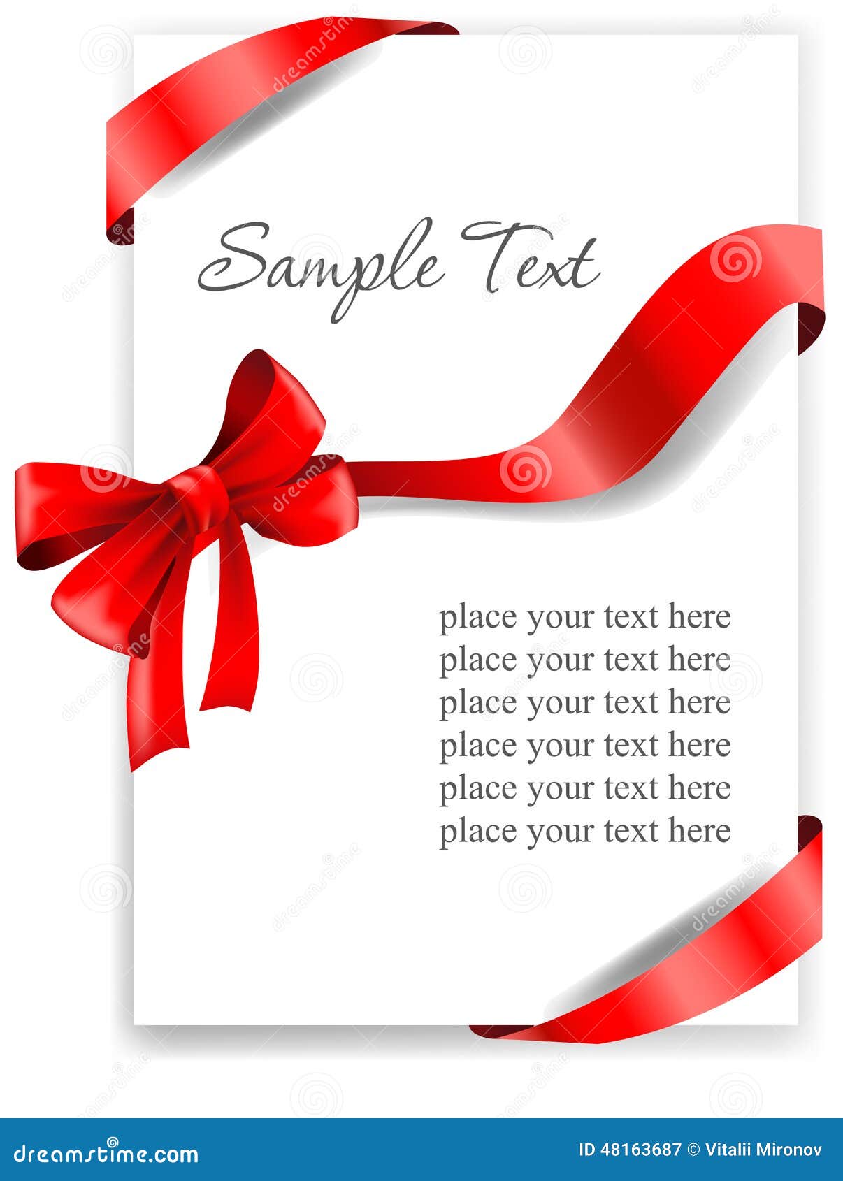Greeting Card with a Red Ribbon. Stock Vector - Illustration of secret ...