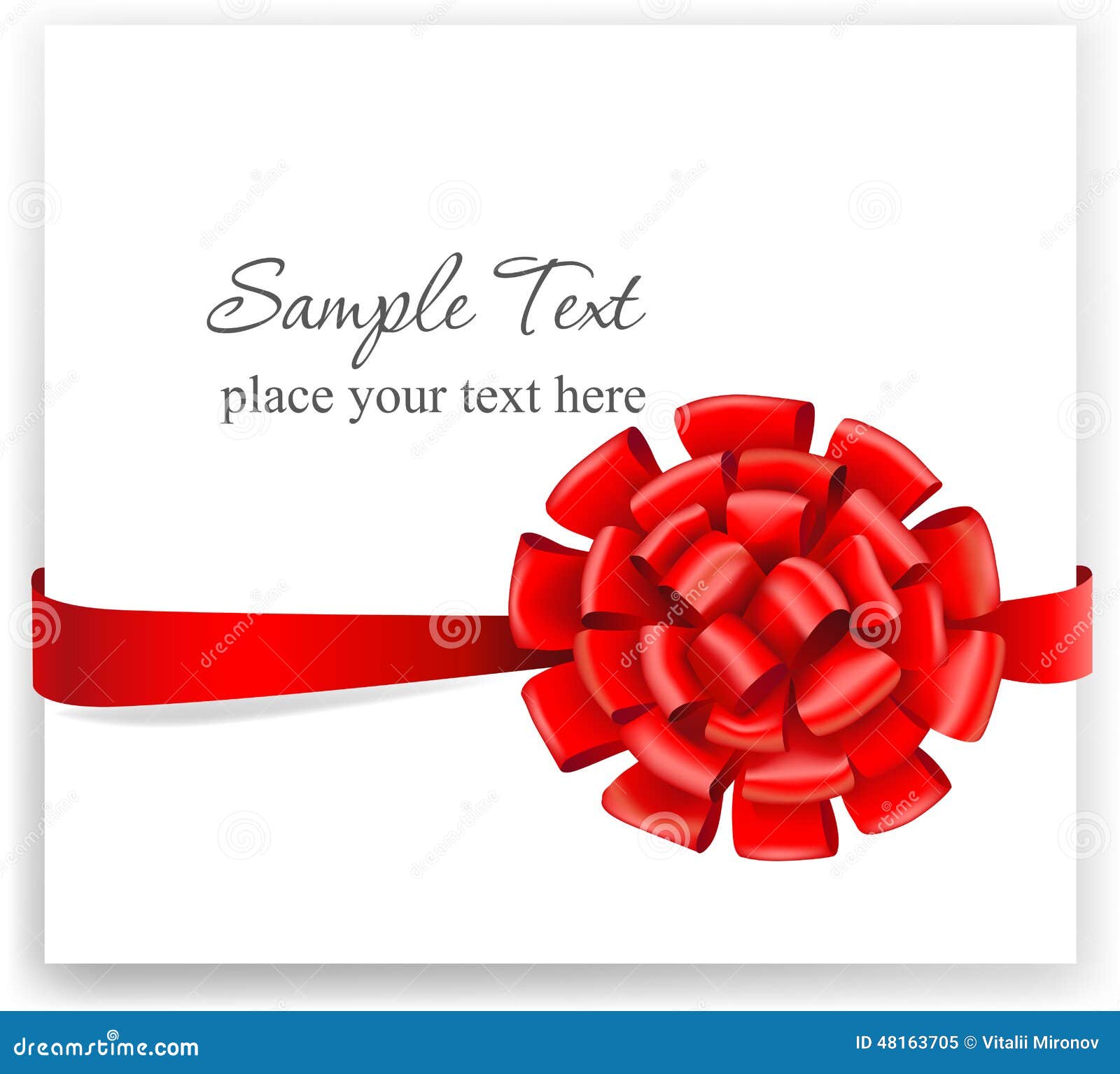 Greeting Card with a Red Ribbon. Stock Vector - Illustration of holiday ...