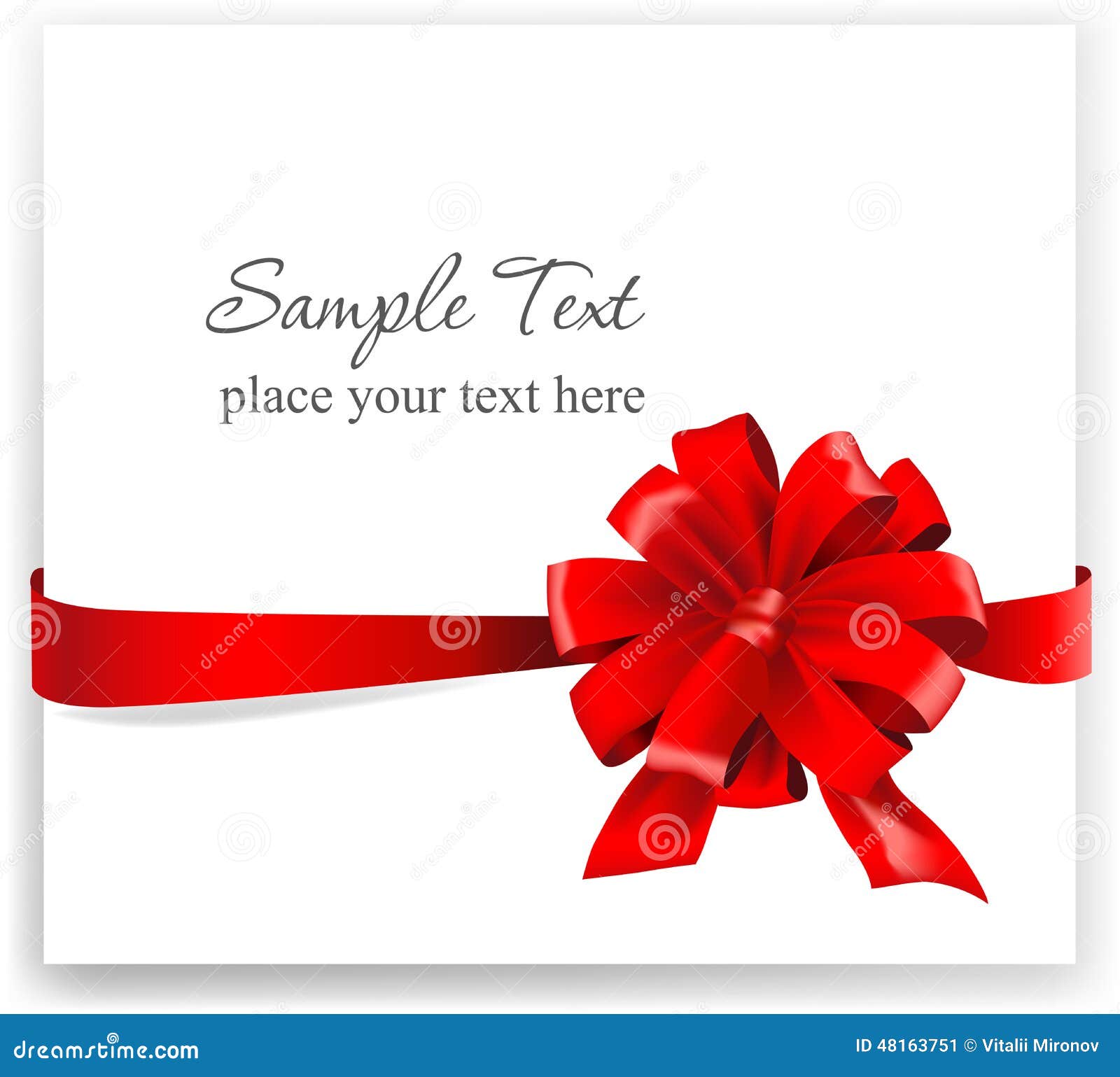 Greeting Card with a Red Ribbon. Stock Vector - Illustration of festive ...