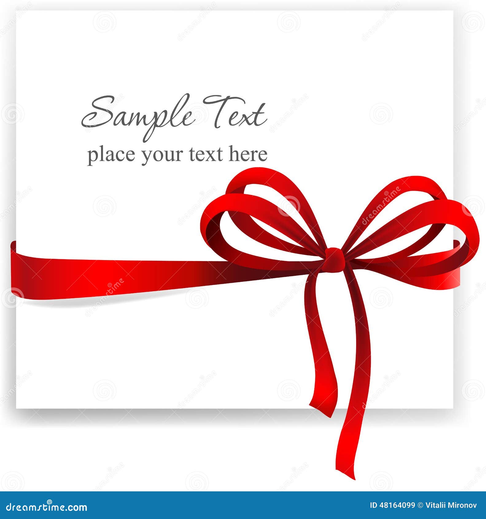 Greeting Card with a Red Ribbon. Stock Vector - Illustration of design ...