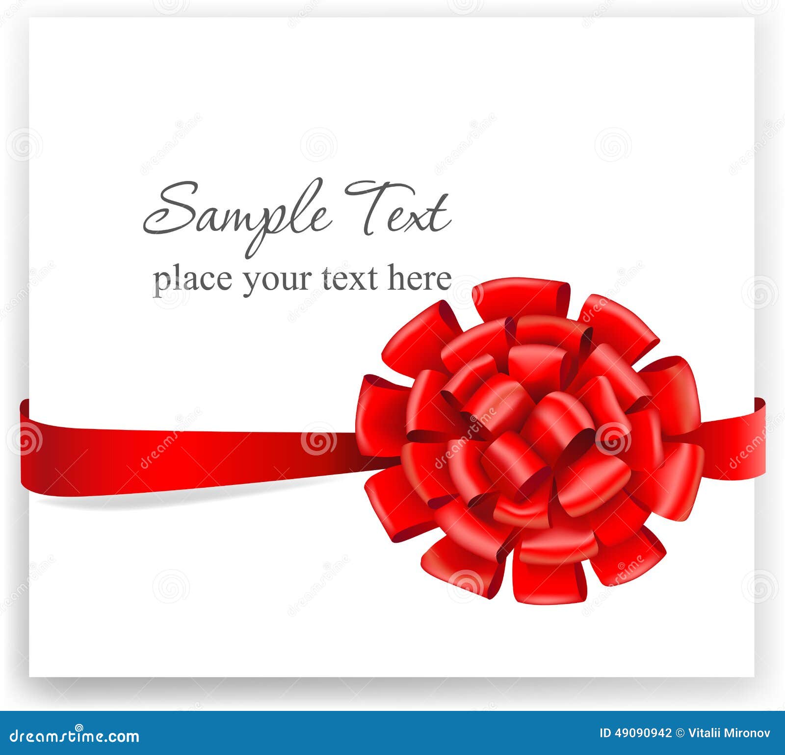 Greeting Card with a Red Ribbon Stock Vector - Illustration of elegant ...