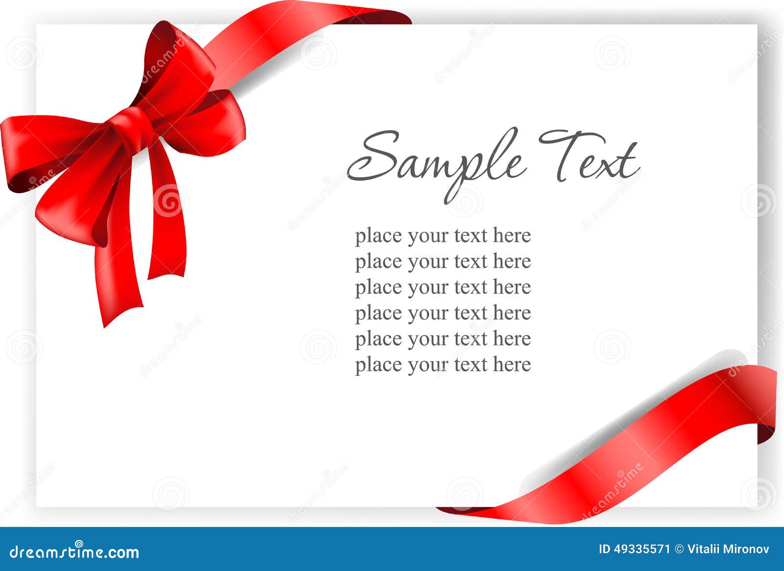 Greeting Card with a Red Ribbon Stock Vector - Illustration of jubilee ...