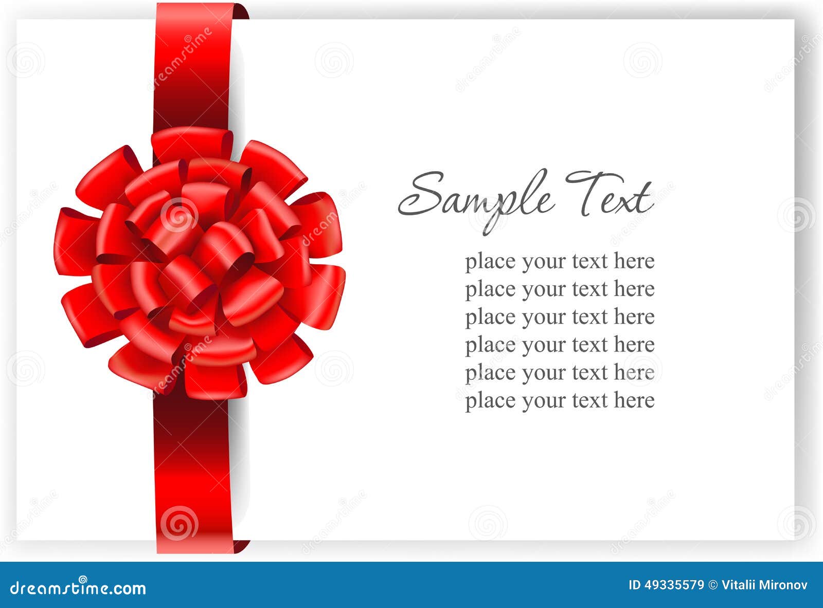 Greeting Card with a Red Ribbon Stock Vector - Illustration of festive ...