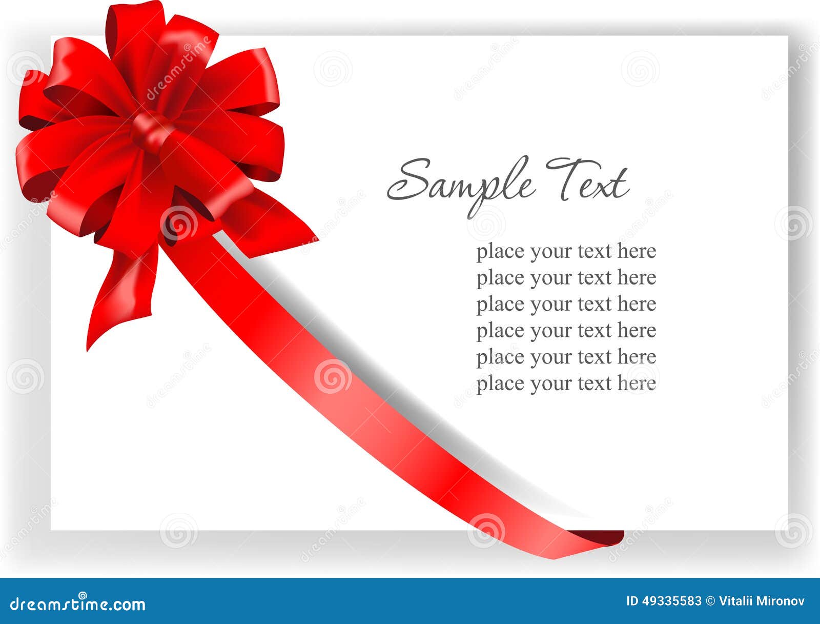 Greeting Card with a Red Ribbon Stock Vector - Illustration of graphic ...