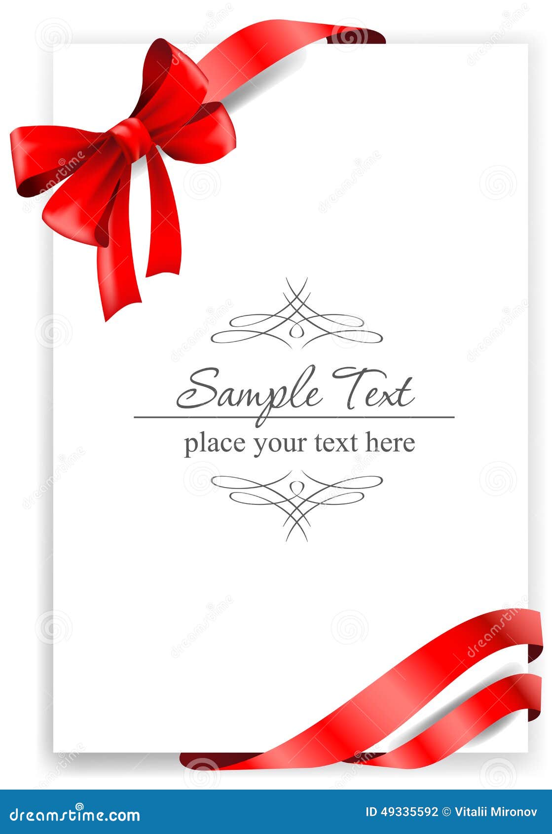 Greeting Card with a Red Ribbon Stock Vector - Illustration of present ...