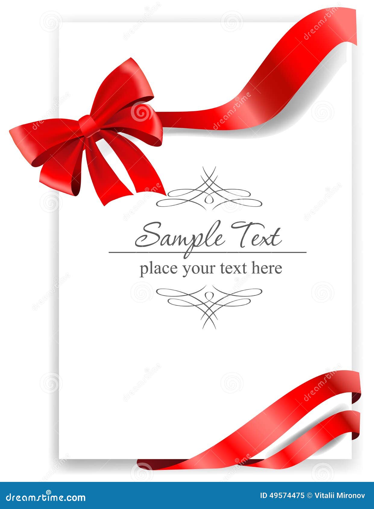 Greeting Card with a Red Ribbon Stock Vector - Illustration of design ...
