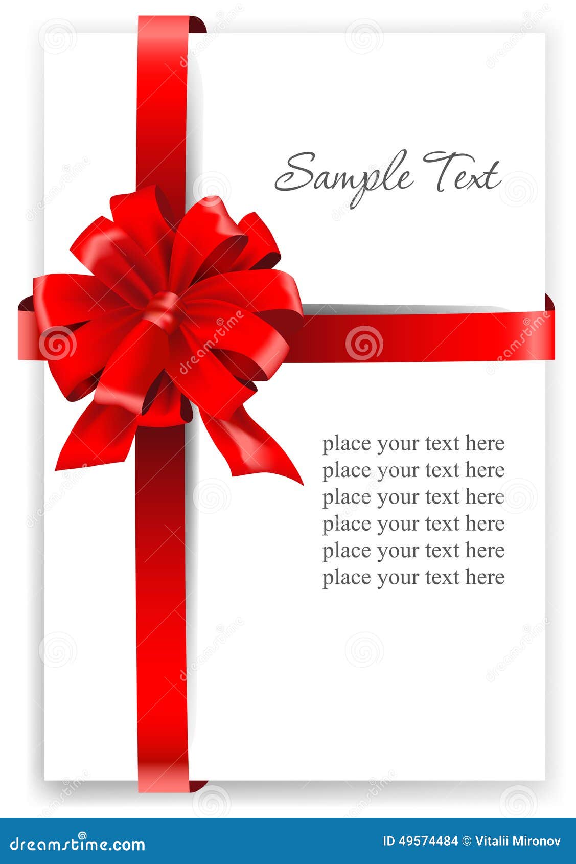 Greeting Card with a Red Ribbon Stock Vector - Illustration of gift ...