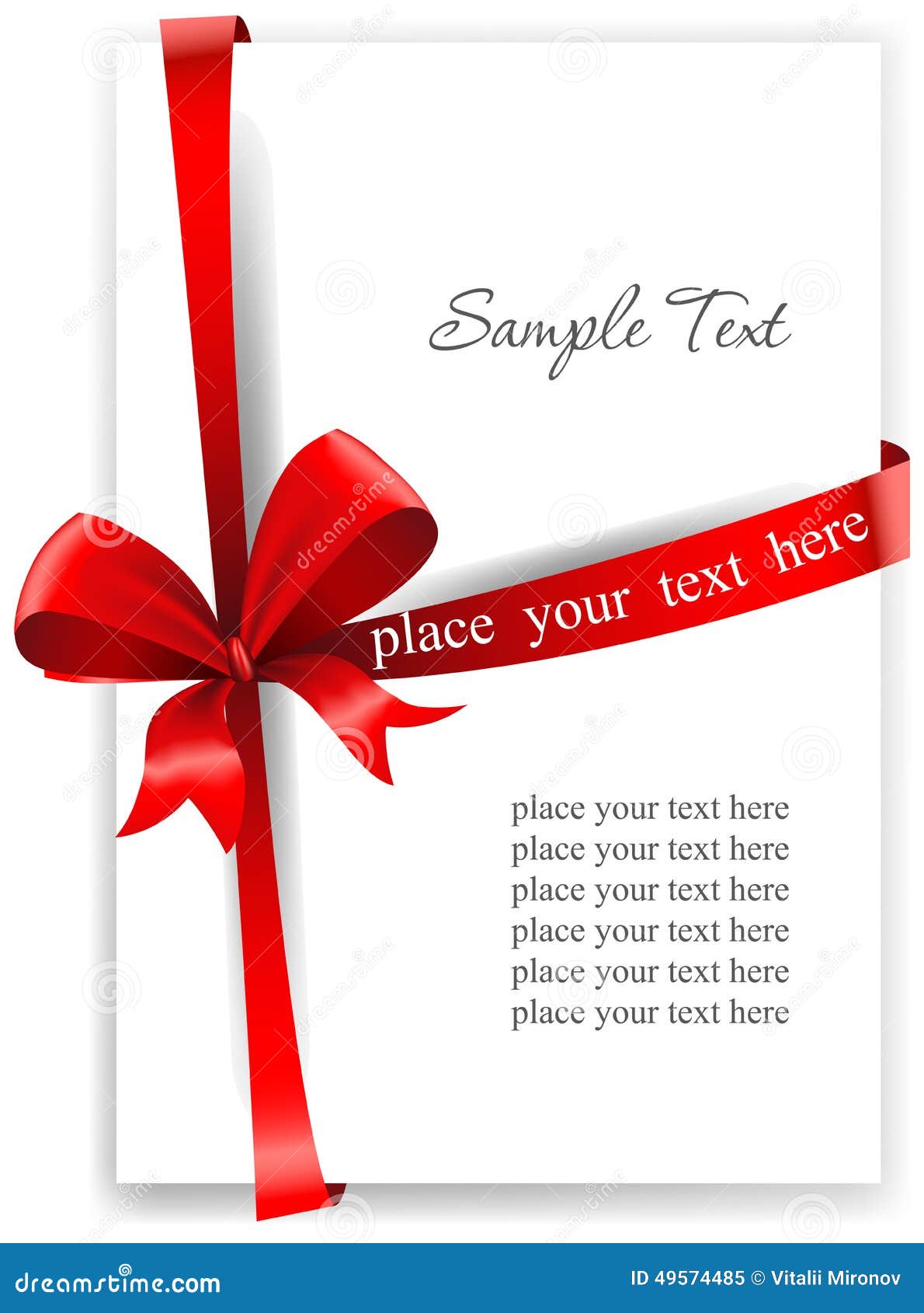 Greeting Card with a Red Ribbon Stock Vector - Illustration of package ...