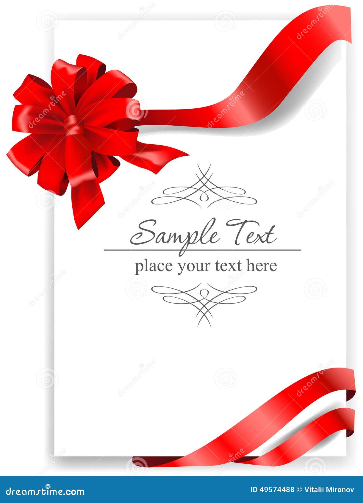 Greeting Card with a Red Ribbon Stock Vector - Illustration of secret ...