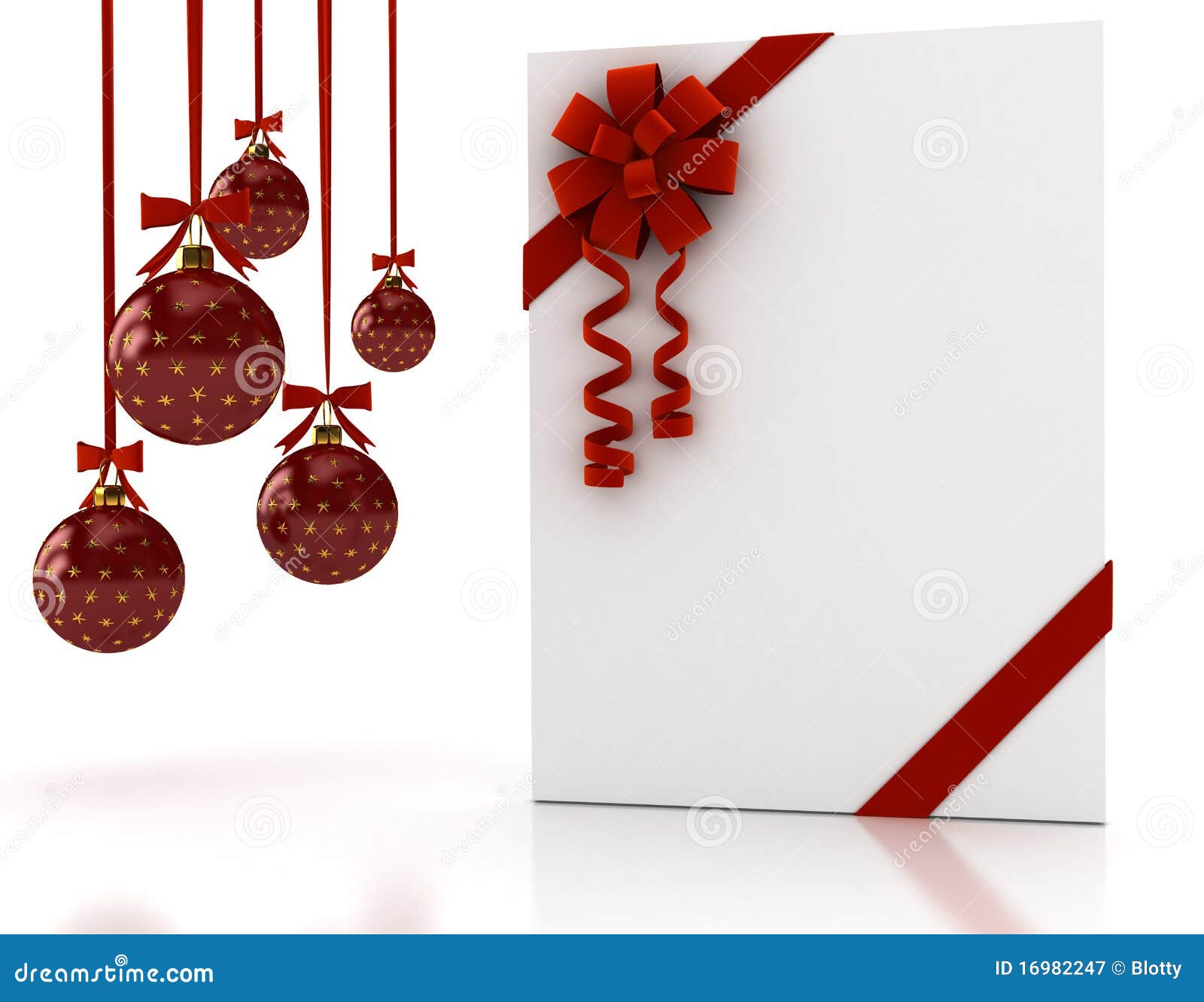 Greeting Card with Ribbon Over White Stock Illustration - Illustration ...