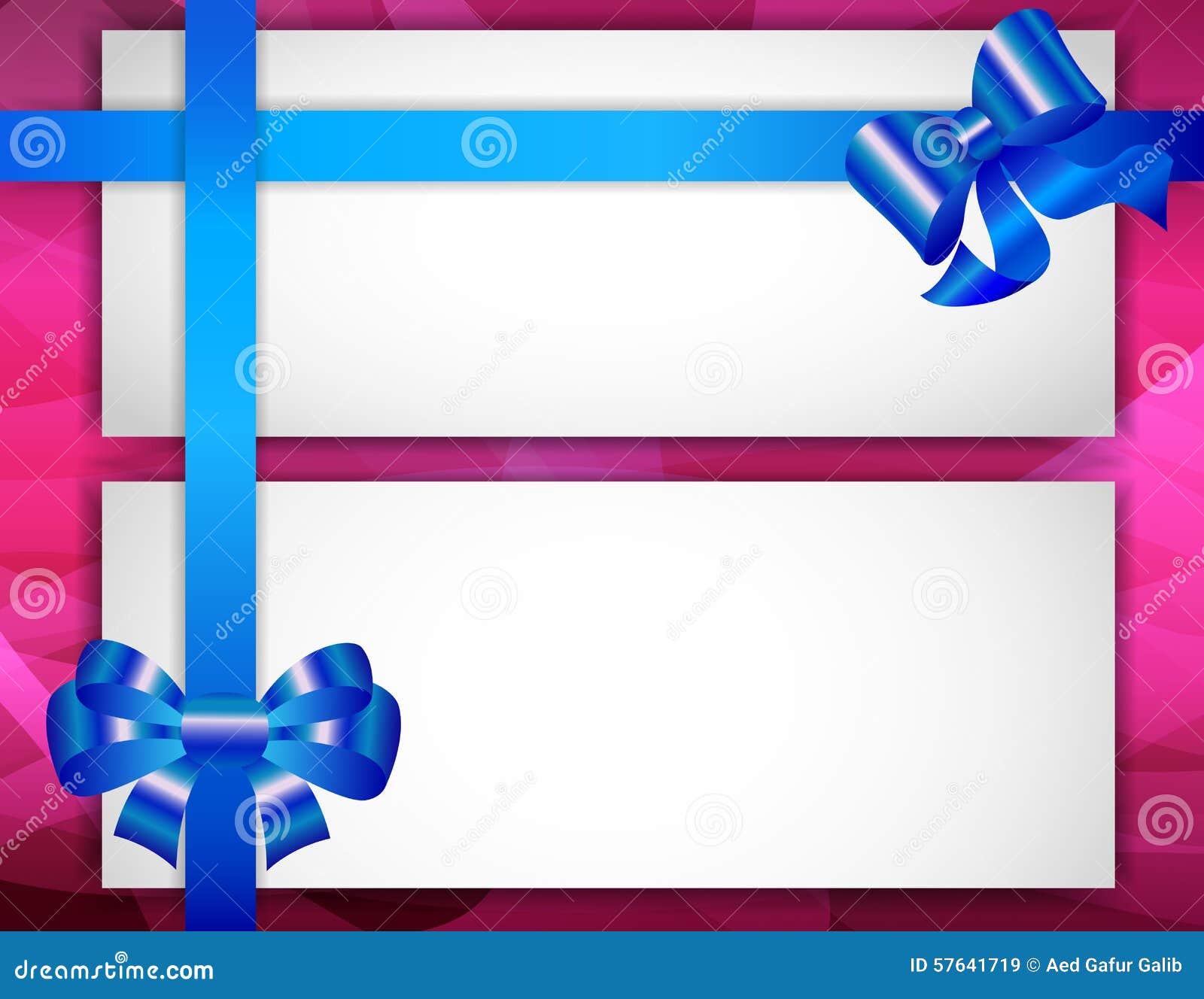 Greeting card with ribbons stock vector. Illustration of note - 57641719