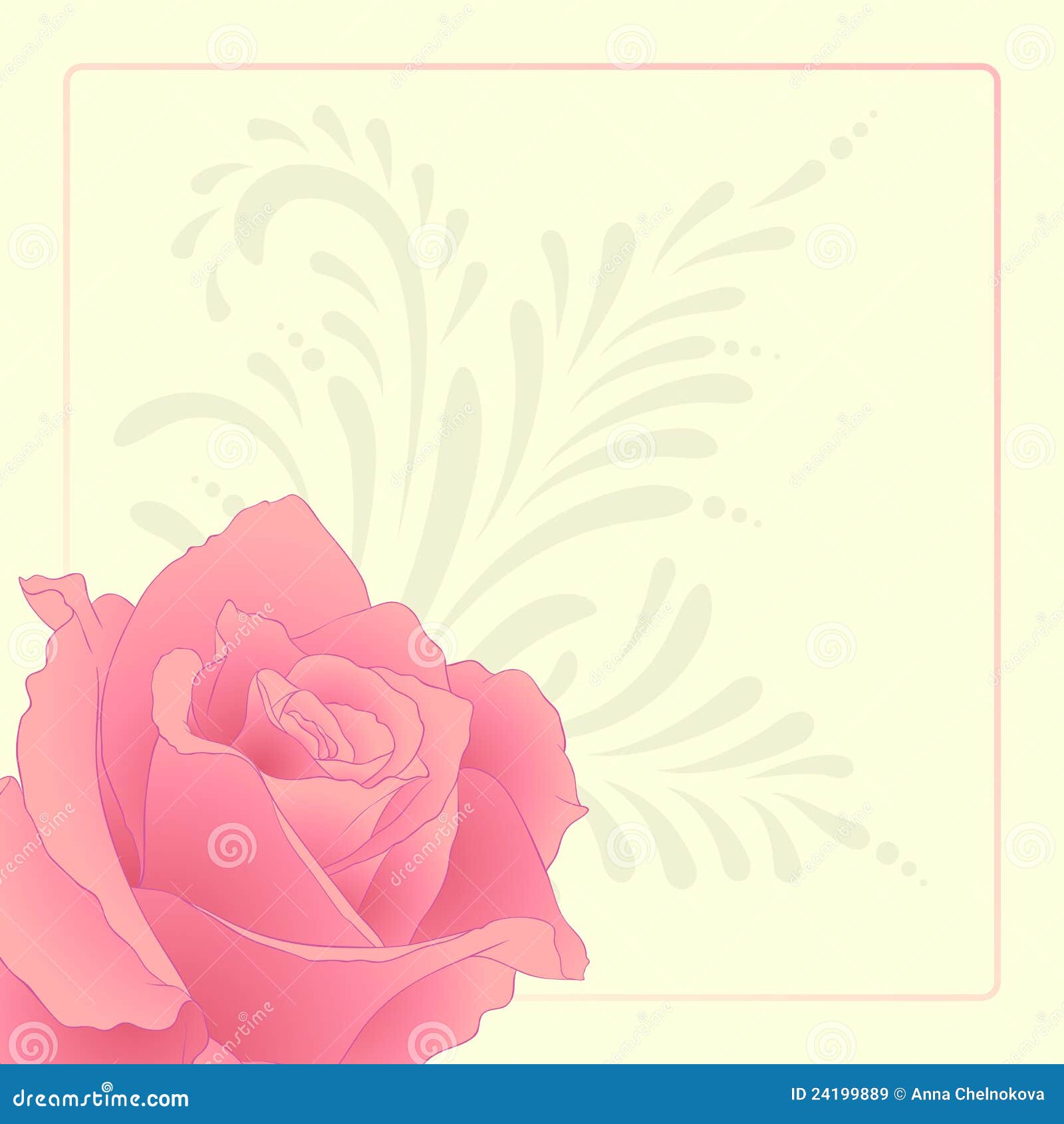 Greeting card with rose. stock vector. Illustration of curve - 24199889