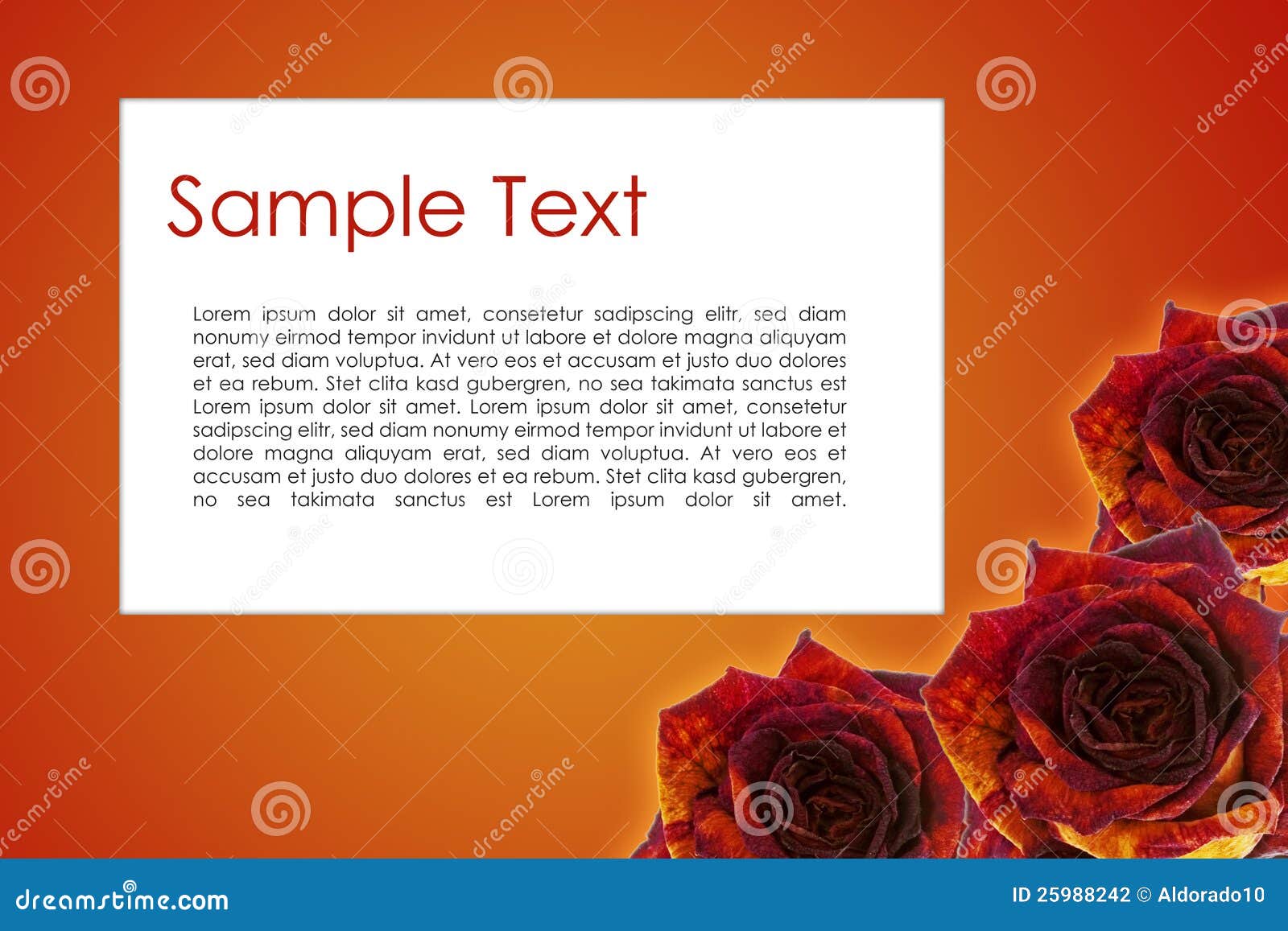 Greeting Card with roses stock illustration. Illustration of message ...