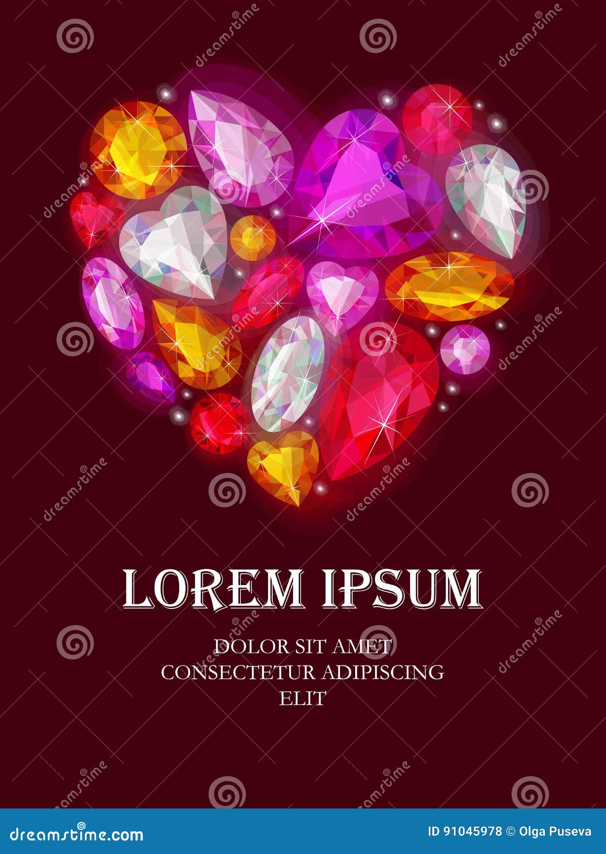 Greeting Card with Sparkling Gems Stock Vector - Illustration of ...