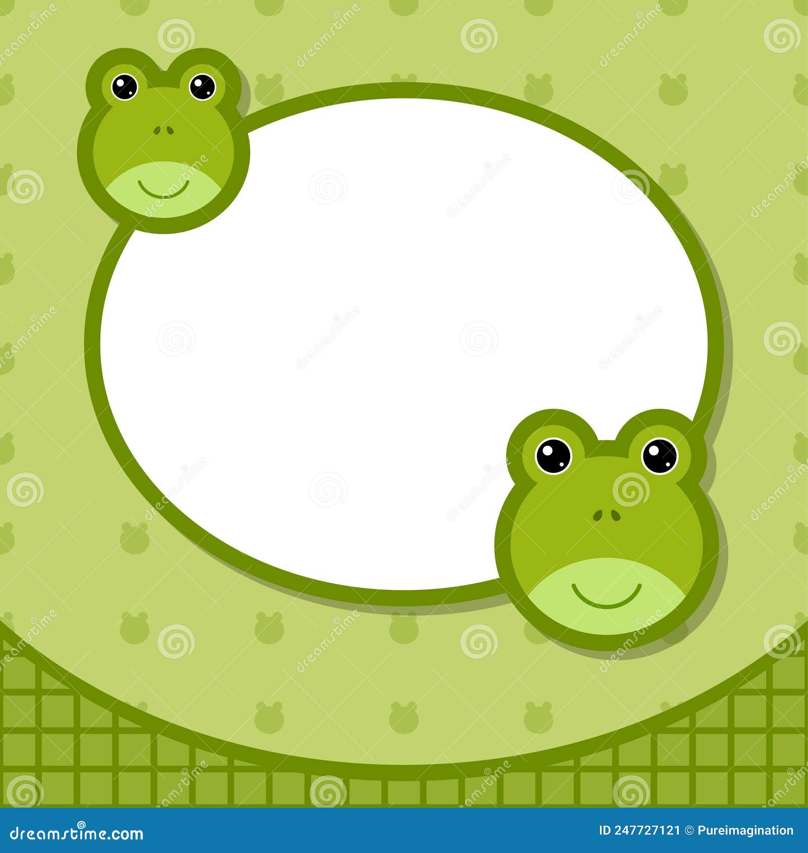 Greeting Card Template with Frog Stock Vector - Illustration of frame ...