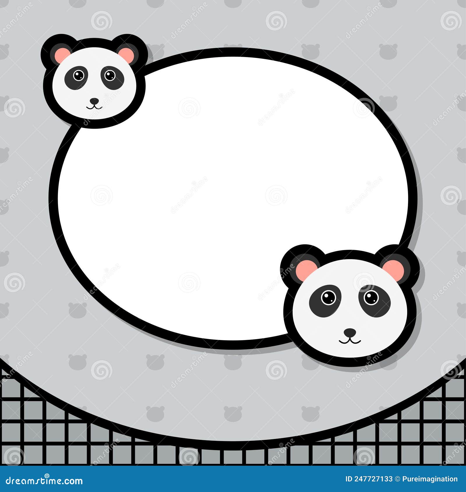 Greeting Card Template with Panda Stock Vector - Illustration of label ...