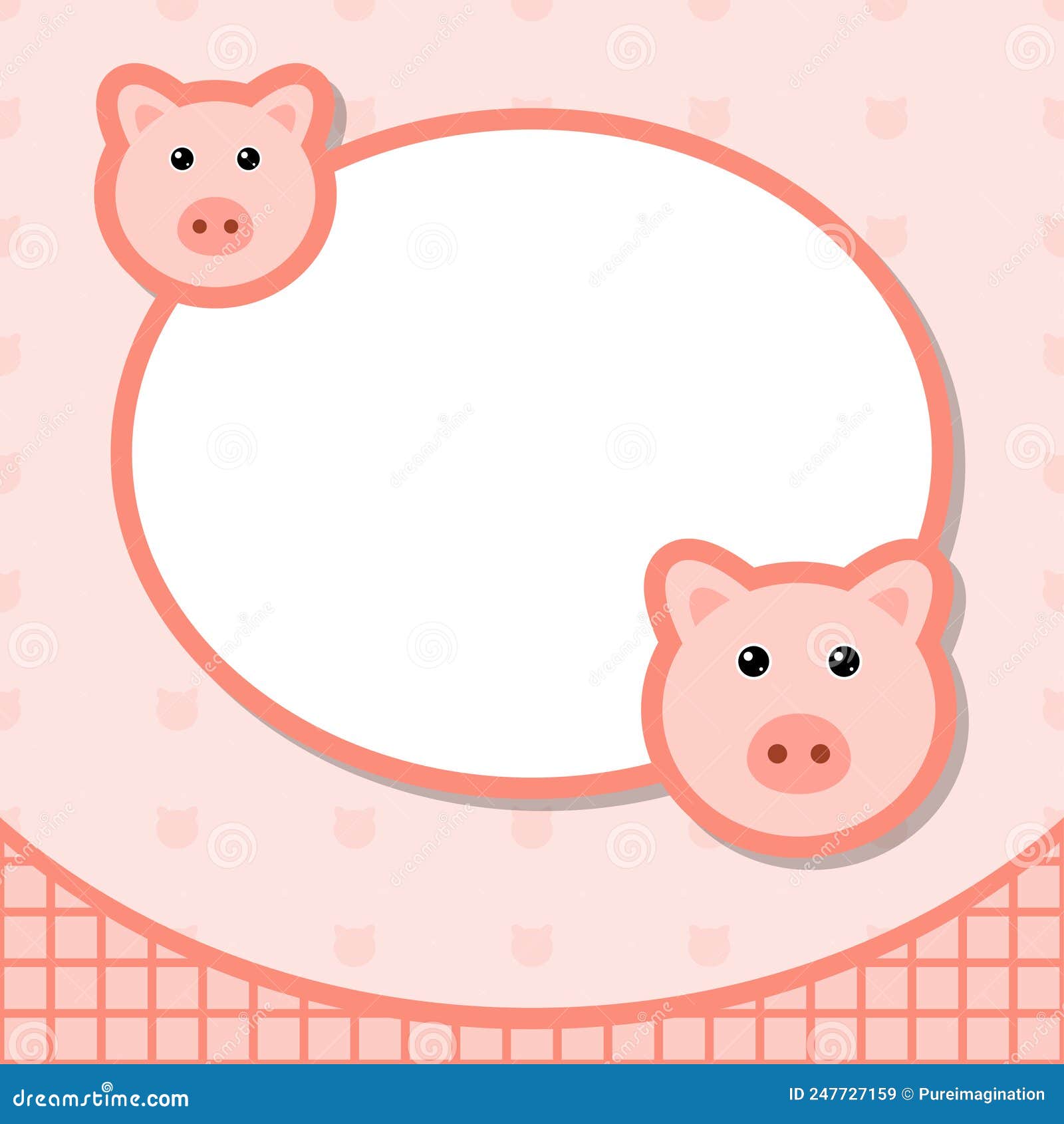 Greeting Card Template with Pig Stock Vector - Illustration of date ...