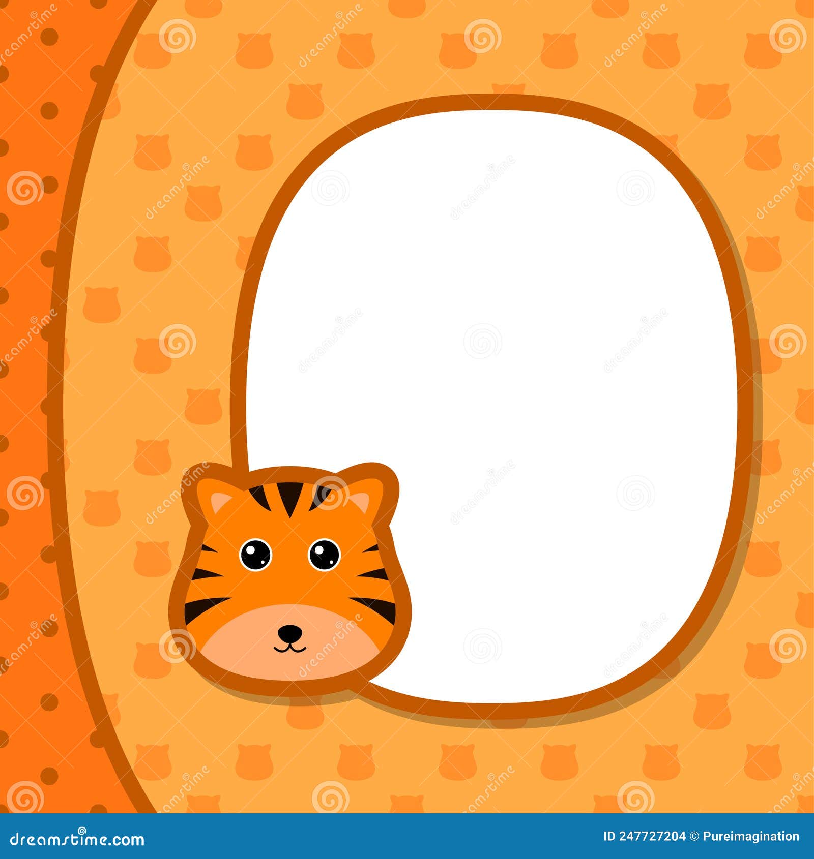 Greeting Card Template with Tiger Stock Vector - Illustration of border ...