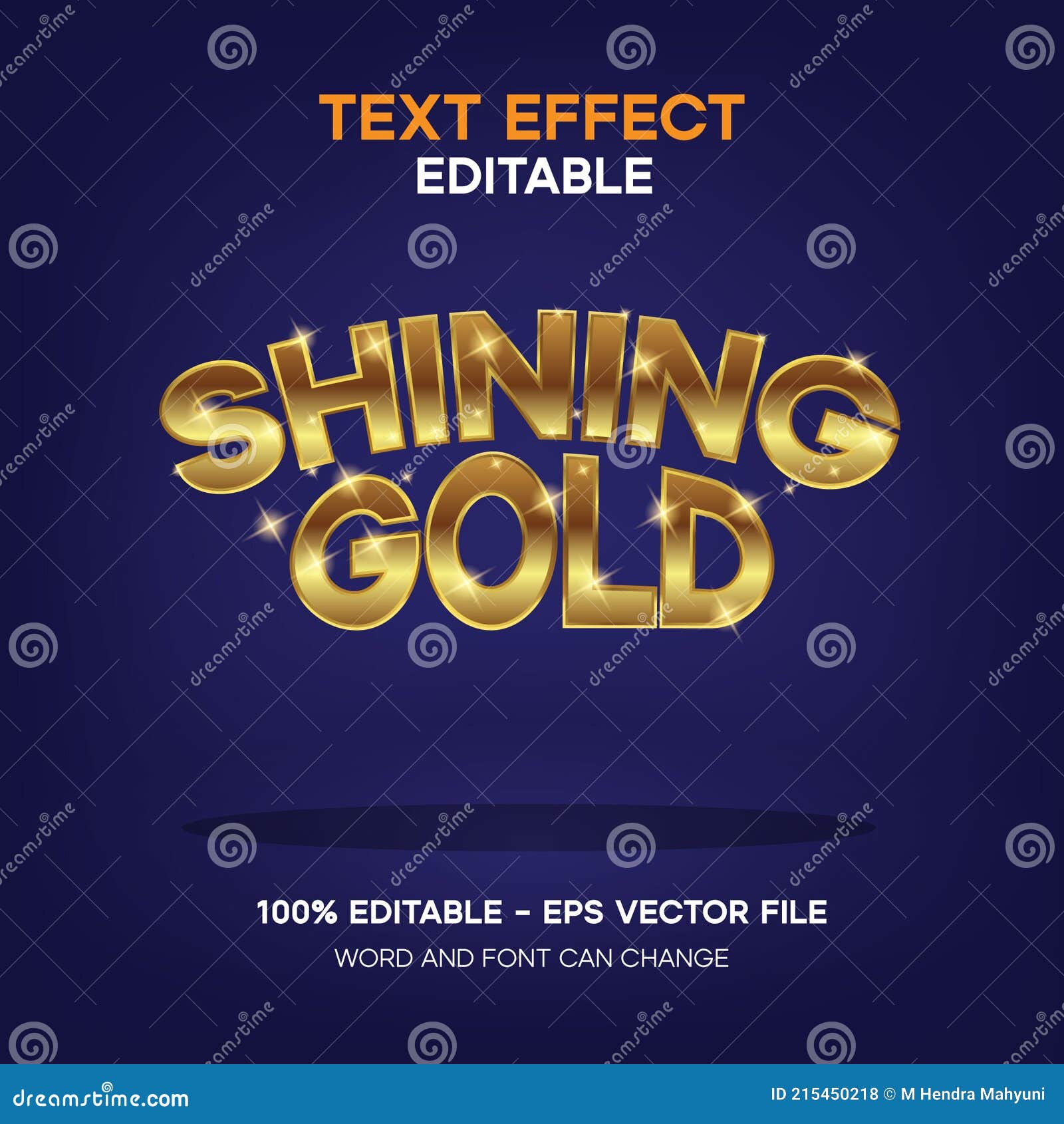 Gold Text Effect with Blue Background Stock Vector - Illustration of ...
